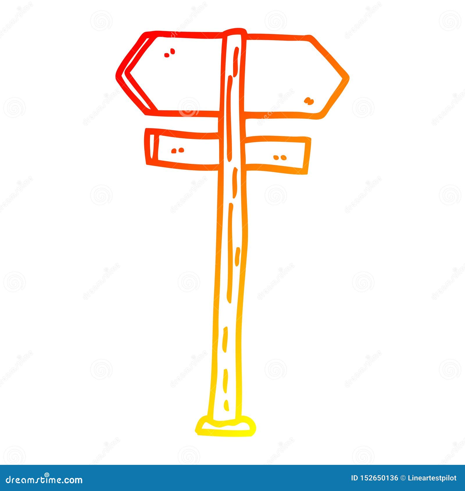 A Creative Warm Gradient Line Drawing Cartoon Painted Direction Sign ...
