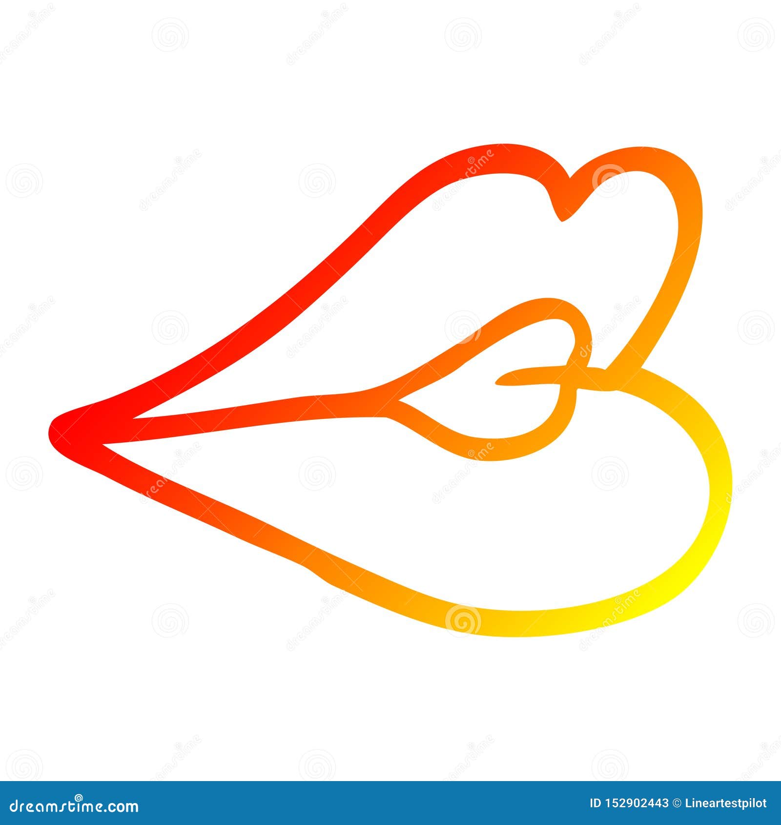 A Creative Warm Gradient Line Drawing Cartoon Pouting Lips Stock Vector ...
