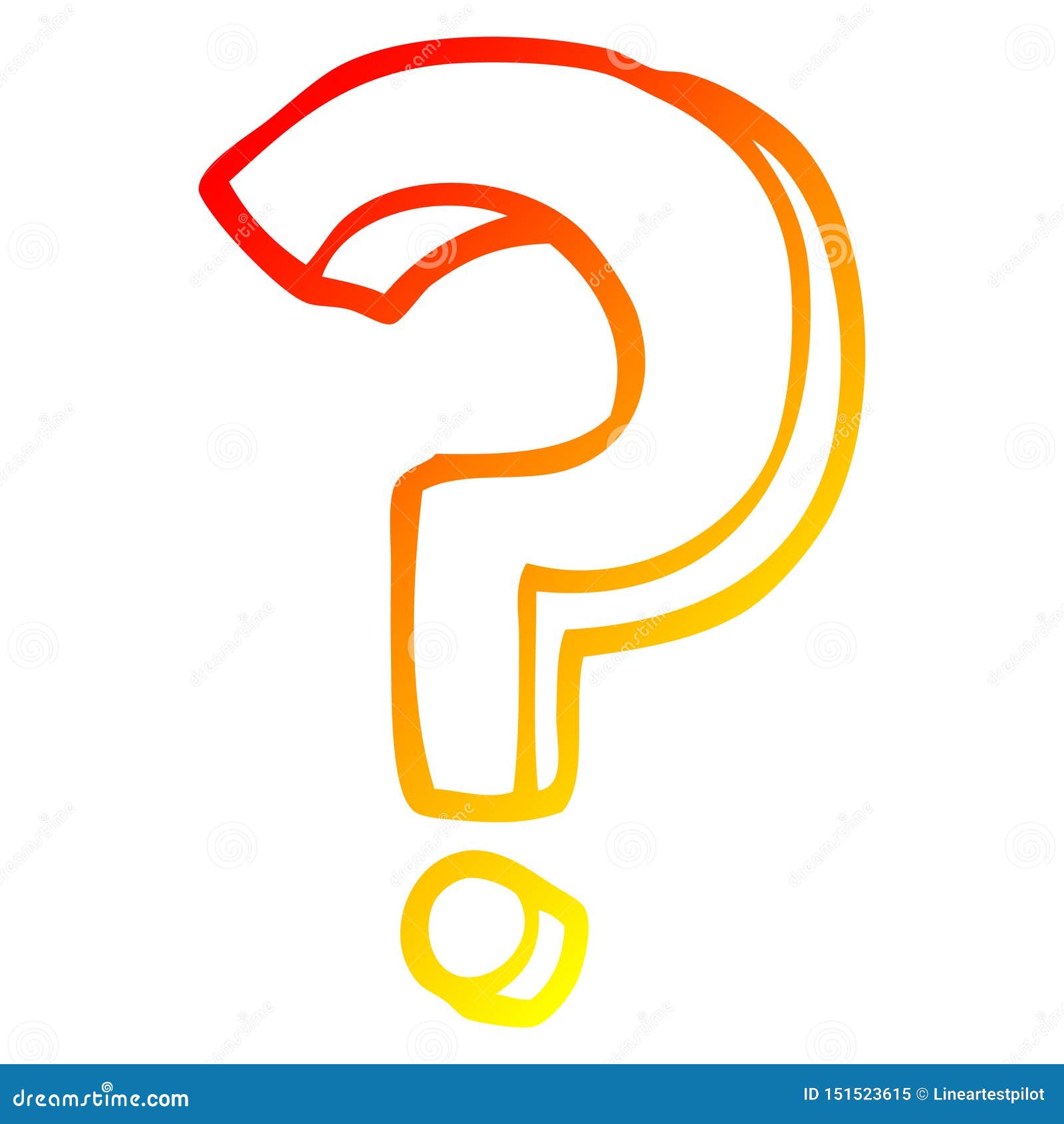 A Creative Warm Gradient Line Drawing Cartoon Question Mark Stock ...