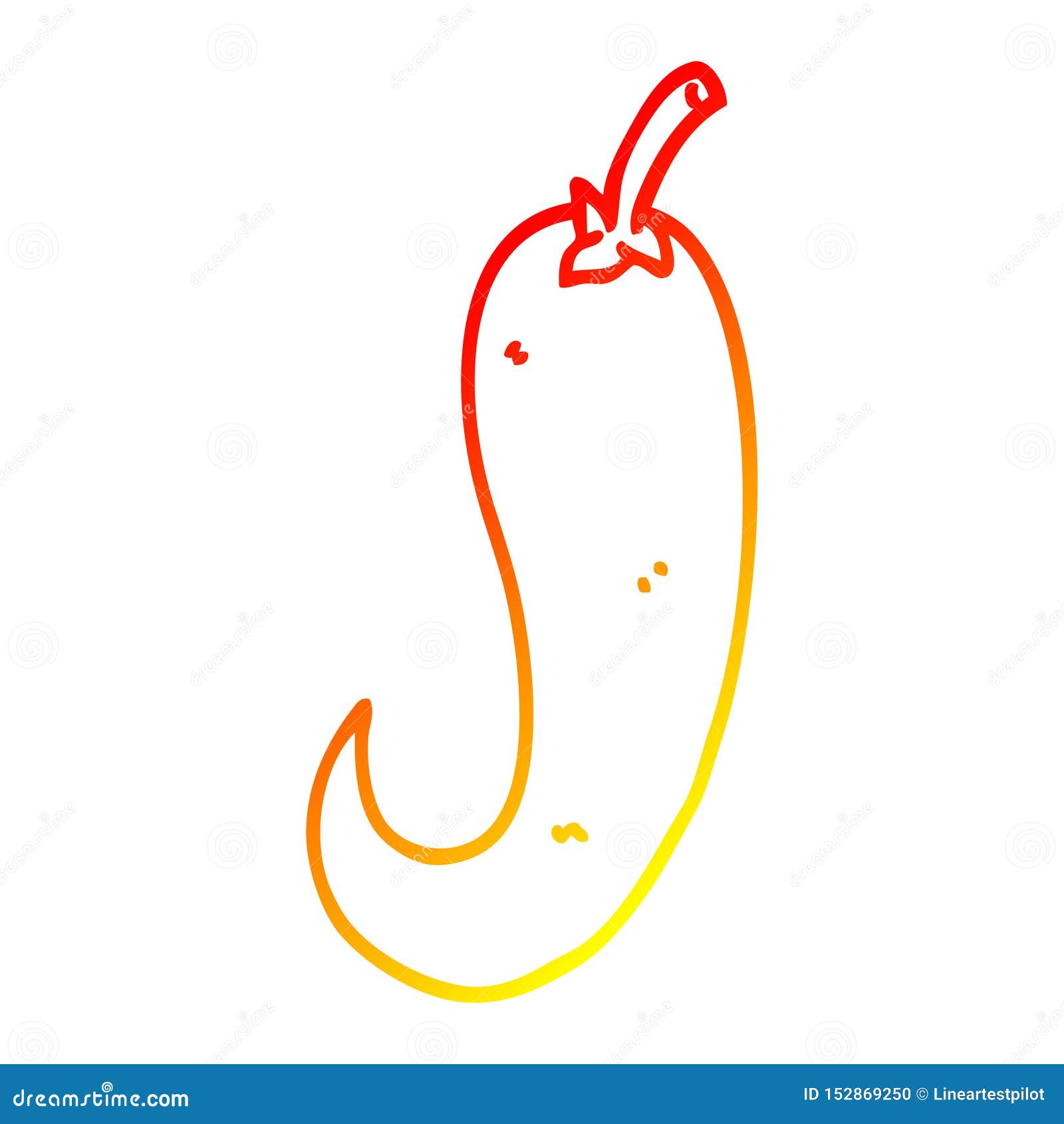 A Creative Warm Gradient Line Drawing Cartoon Red Hot Chilli Pepper ...