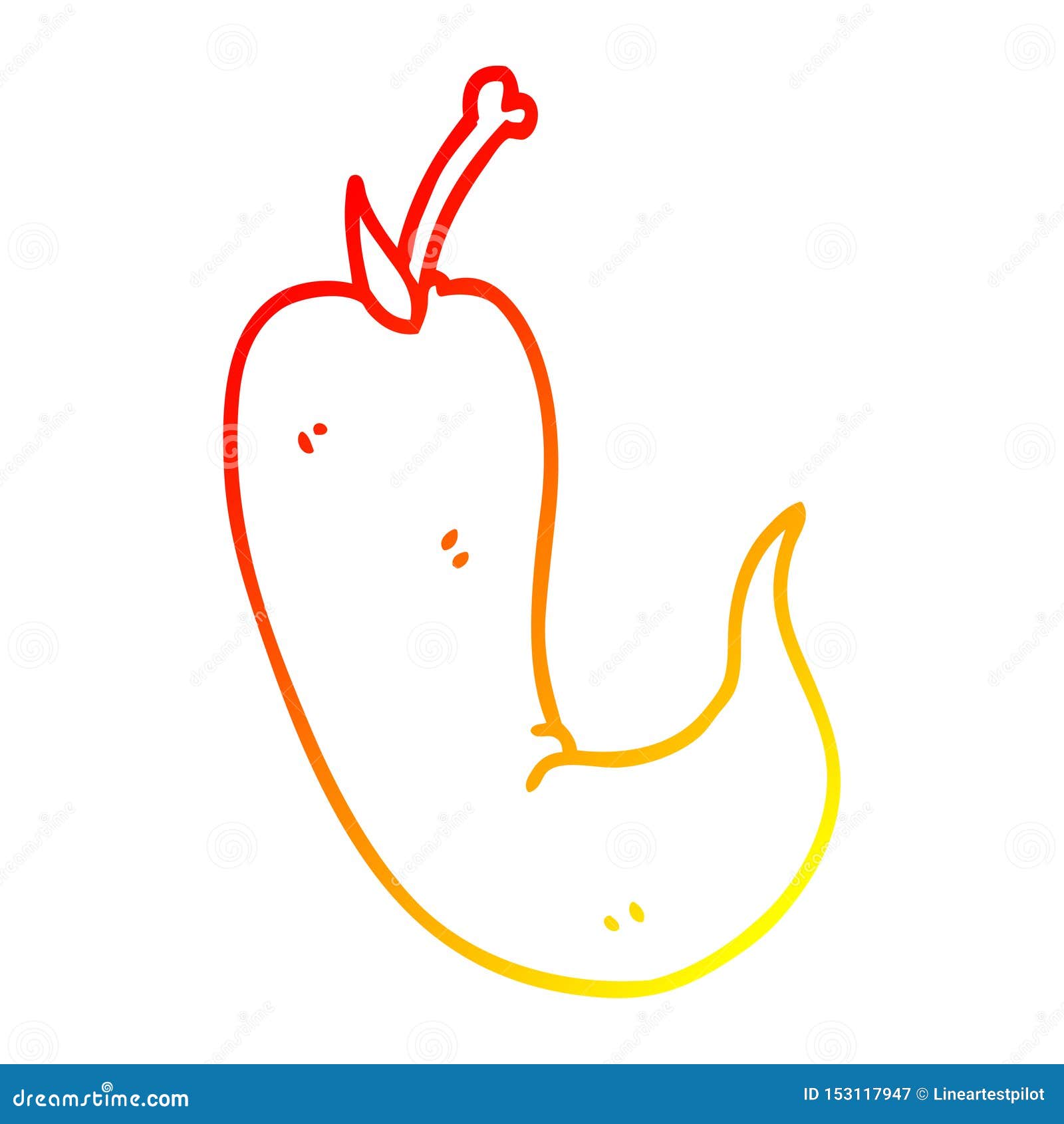 A Creative Warm Gradient Line Drawing Cartoon Red Hot Chilli Pepper ...