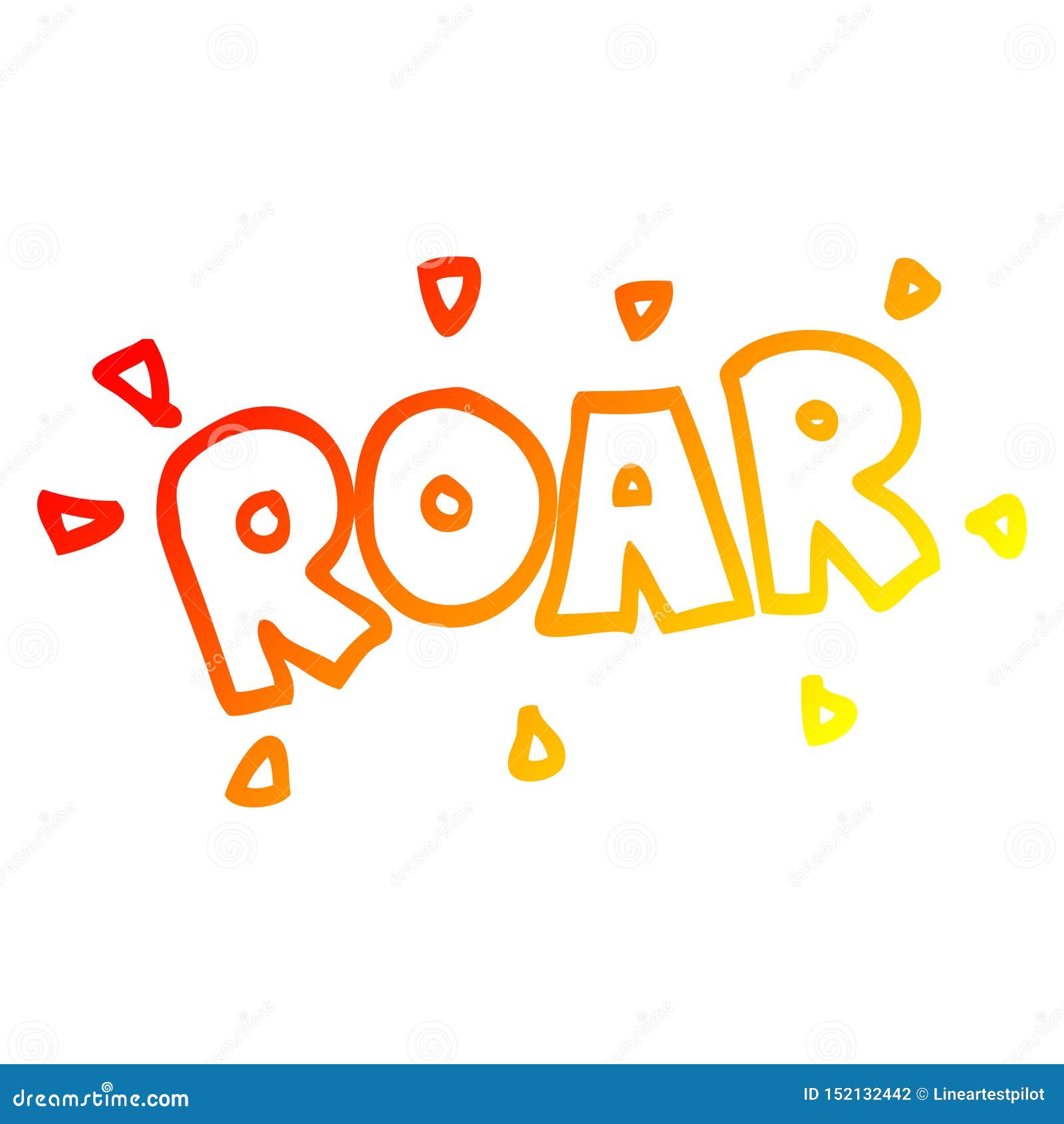 A Creative Warm Gradient Line Drawing Cartoon Roar Sign Stock Vector ...