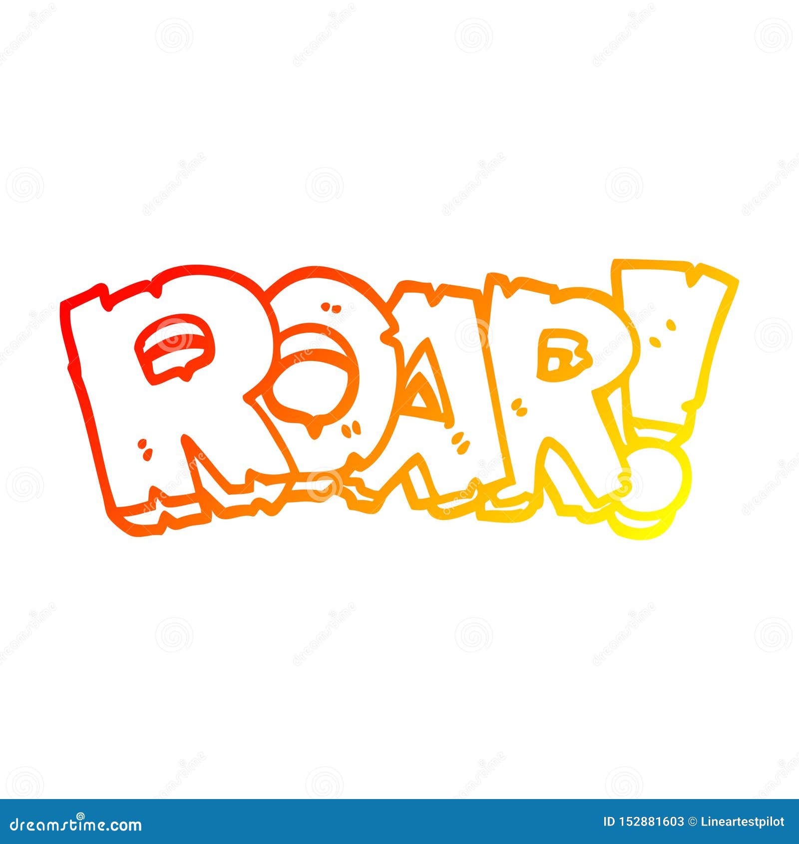 A Creative Warm Gradient Line Drawing Cartoon Roar Text Stock Vector ...