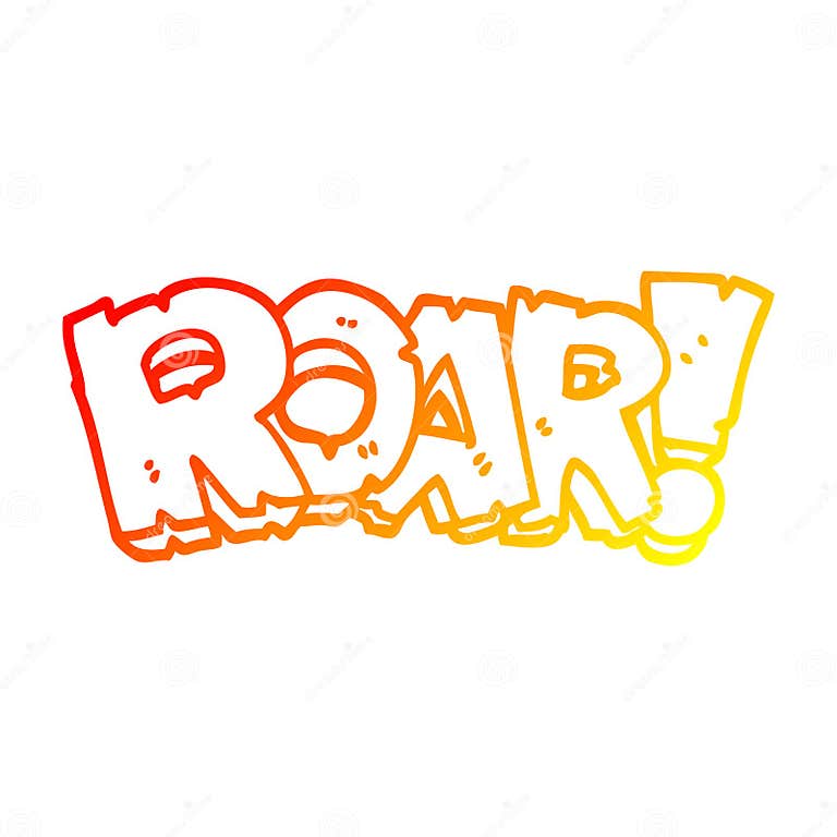A Creative Warm Gradient Line Drawing Cartoon Roar Text Stock Vector ...