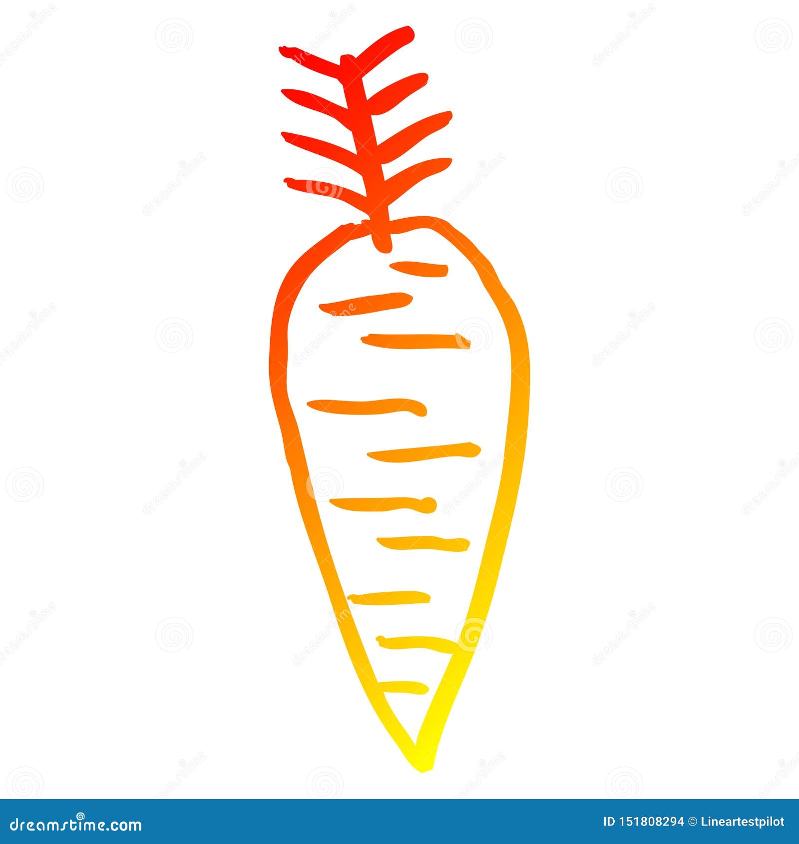 A Creative Warm Gradient Line Drawing Cartoon Root Vegetable Stock ...