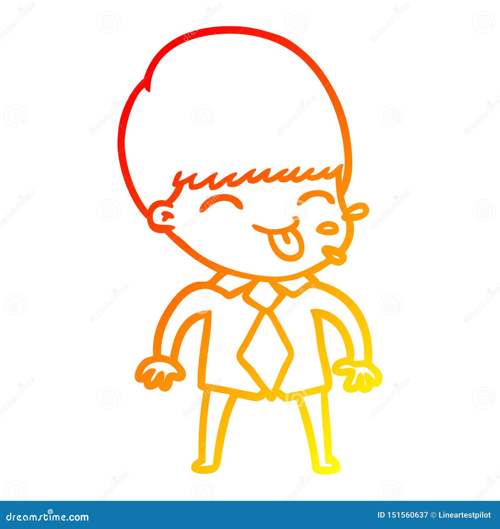 A Creative Warm Gradient Line Drawing Cartoon Rude Man Stock Vector ...
