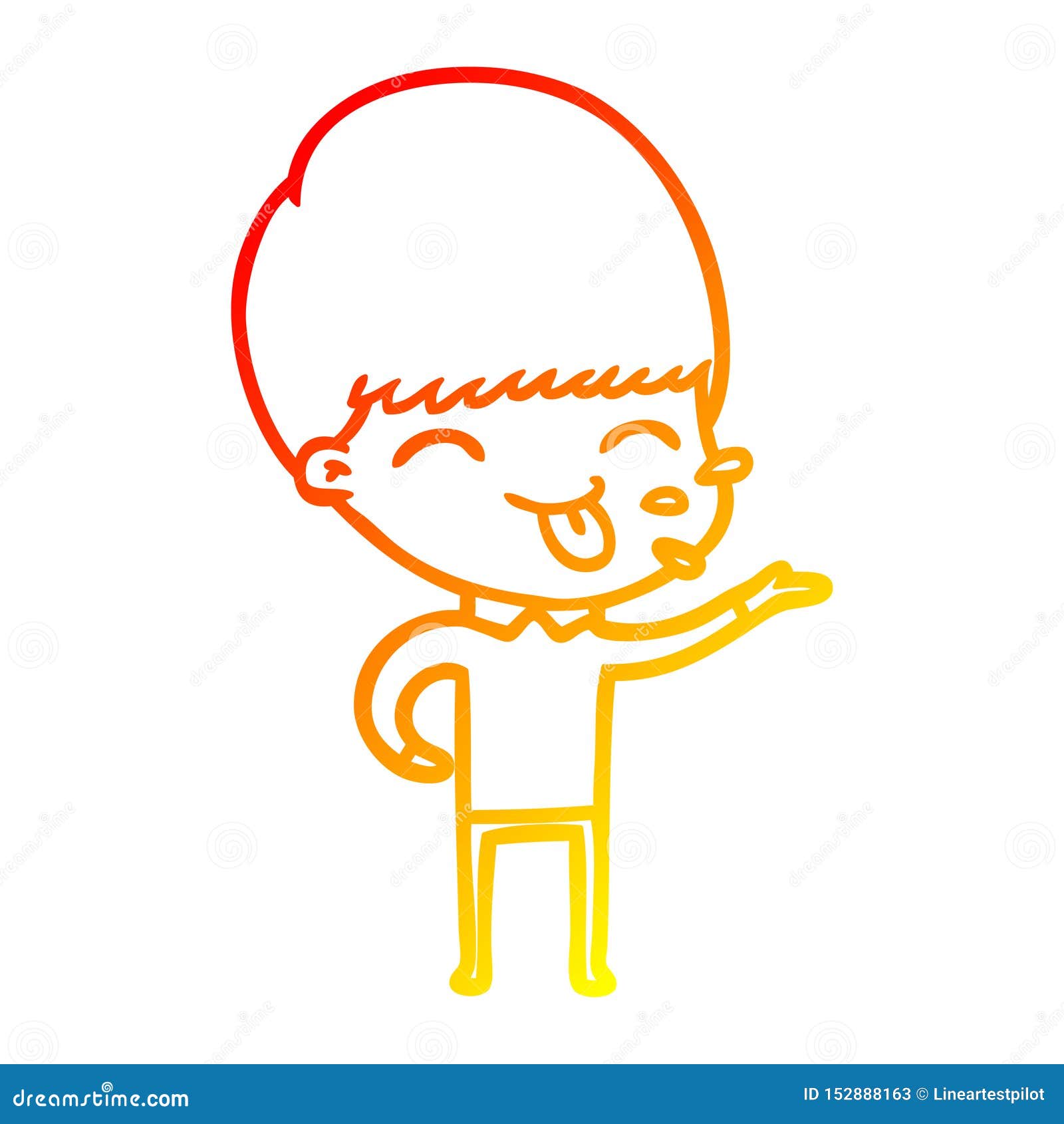 A Creative Warm Gradient Line Drawing Cartoon Rude Man Stock Vector ...