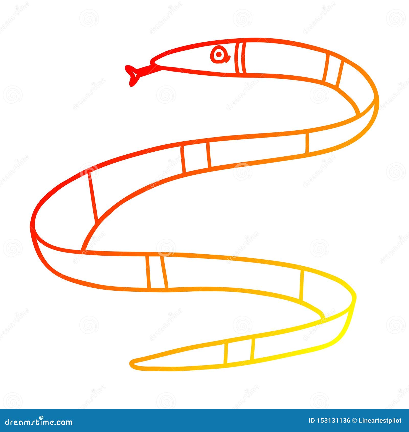A Creative Warm Gradient Line Drawing Cartoon Sea Snake Stock Vector ...