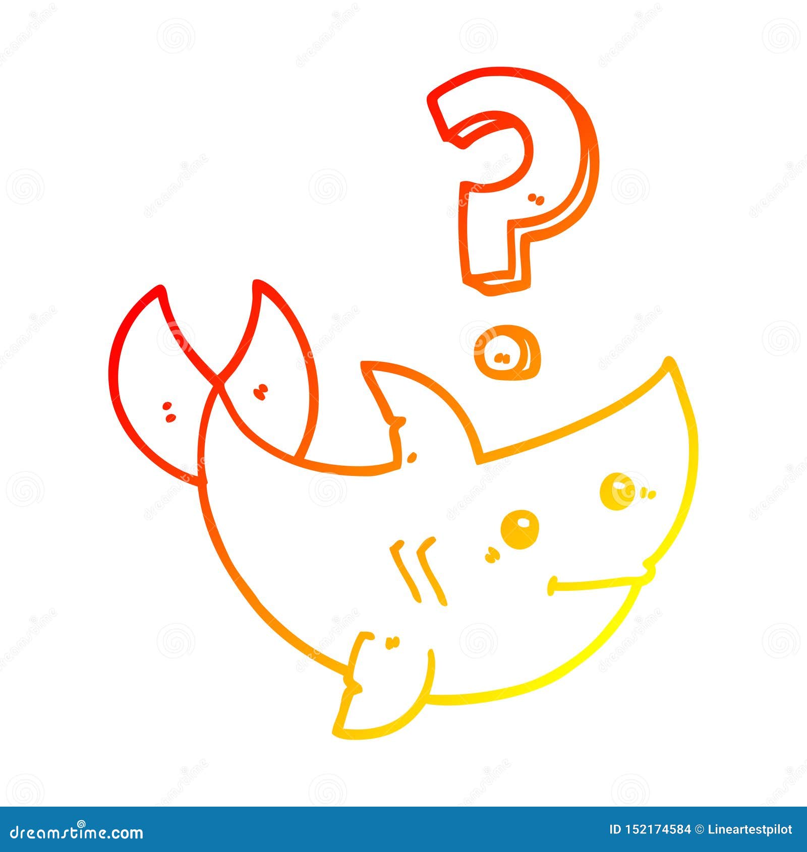 A Creative Warm Gradient Line Drawing Cartoon Shark Asking Question ...