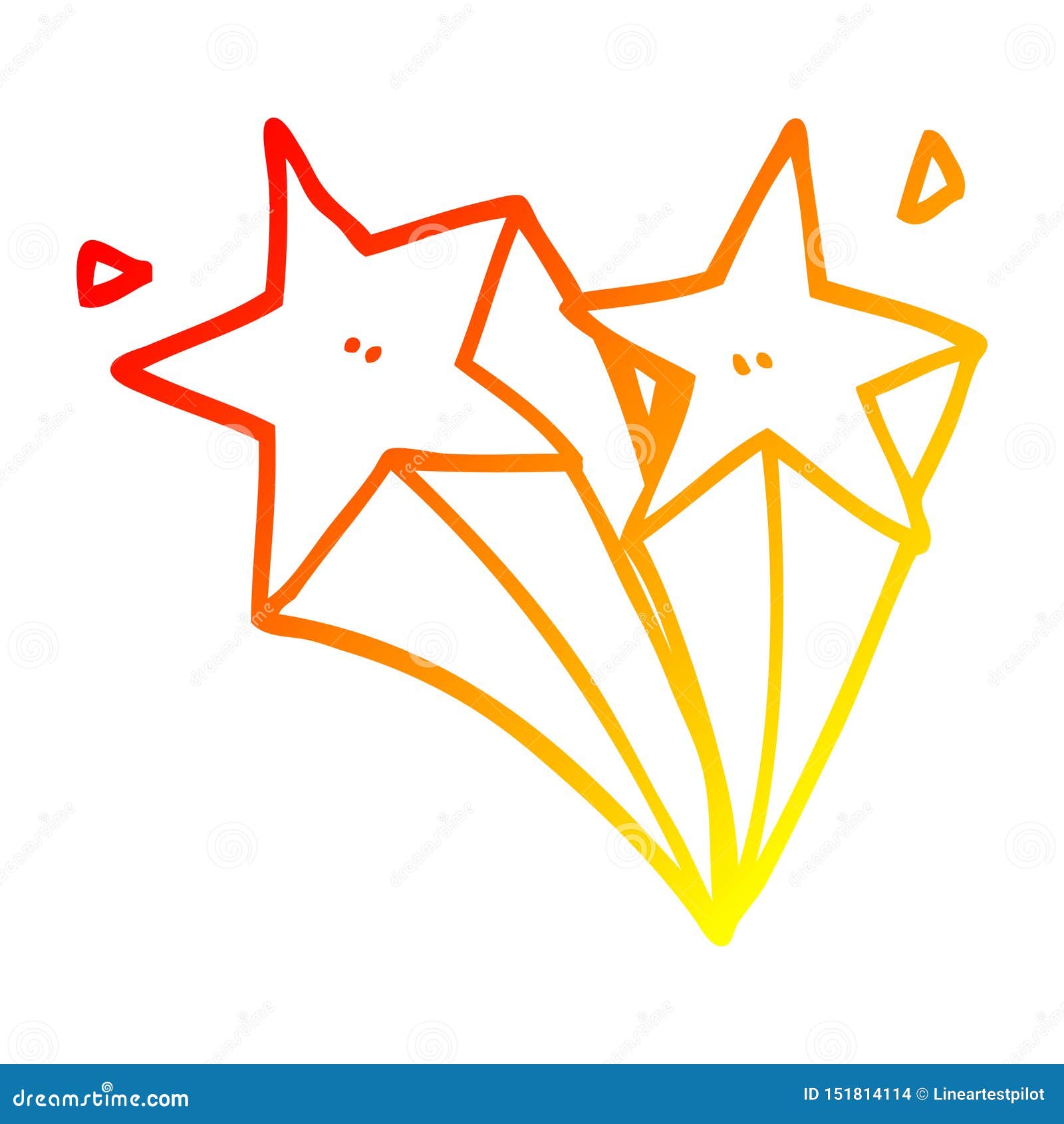 A Creative Warm Gradient Line Drawing Cartoon Shooting Stars Stock ...