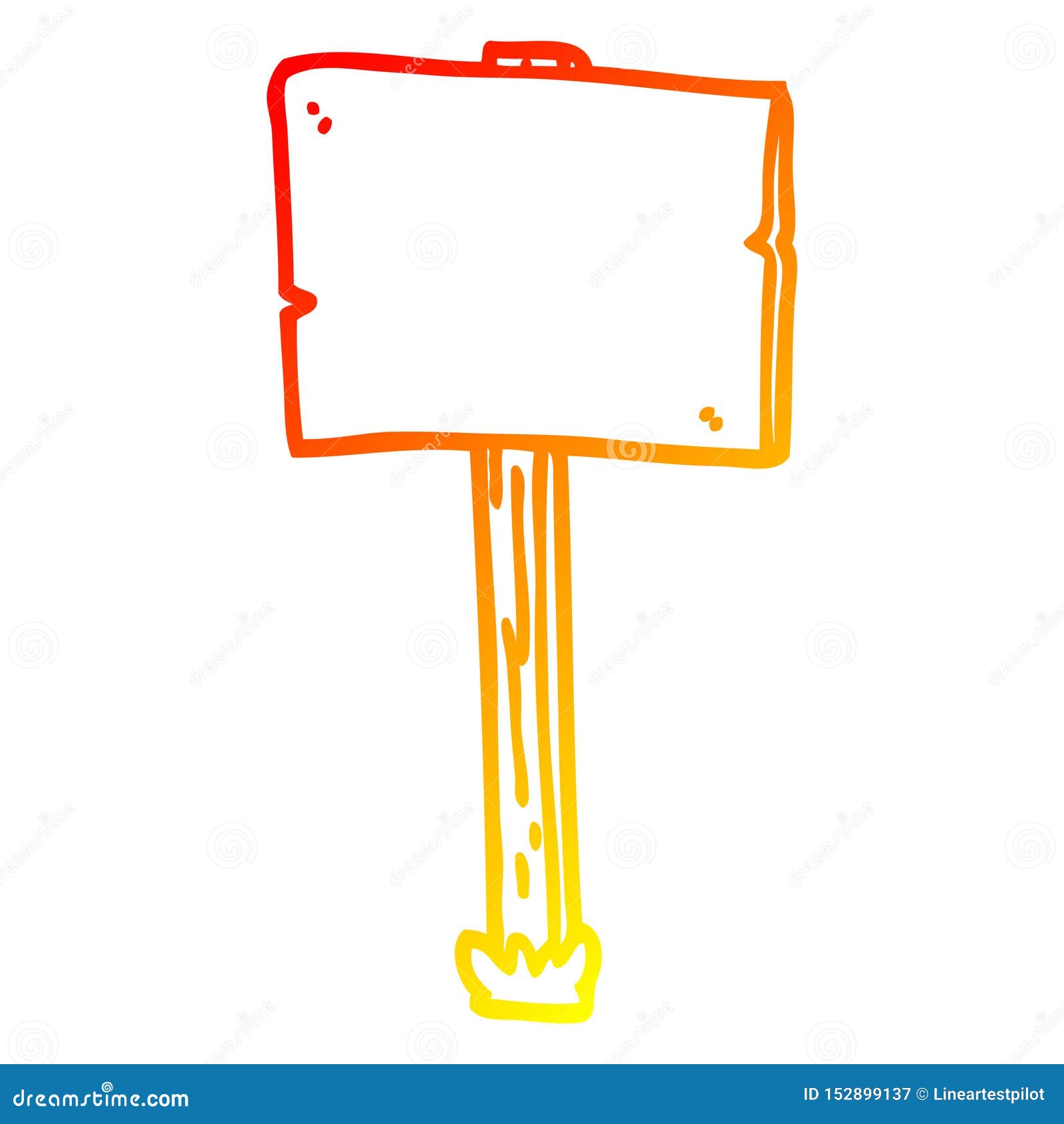 A Creative Warm Gradient Line Drawing Cartoon Sign Post Stock Vector ...