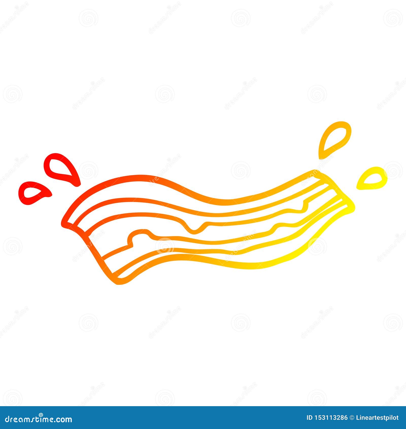 A Creative Warm Gradient Line Drawing Cartoon Sizzling Bacon Stock ...