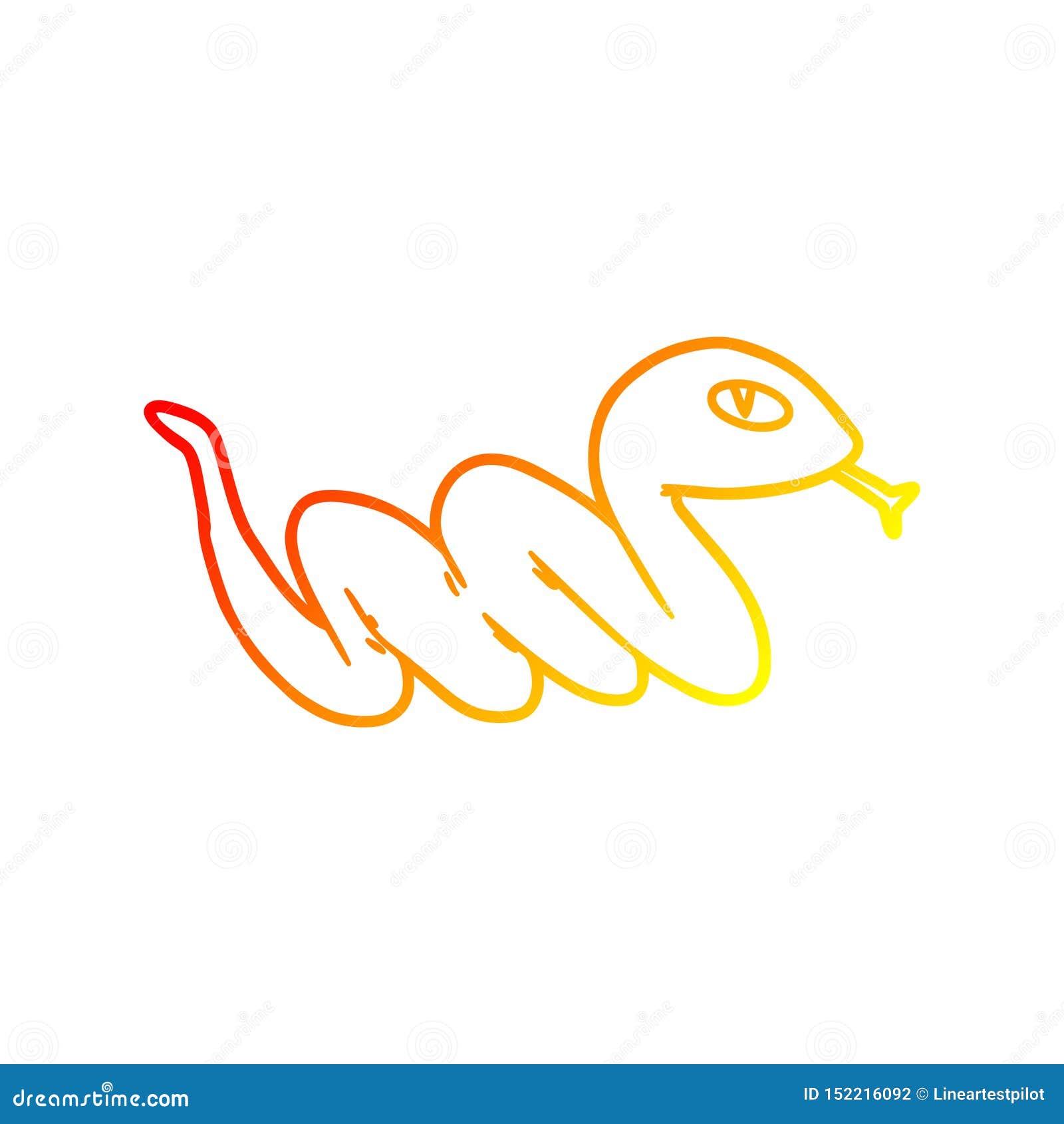A Creative Warm Gradient Line Drawing Cartoon Slithering Snake Stock ...