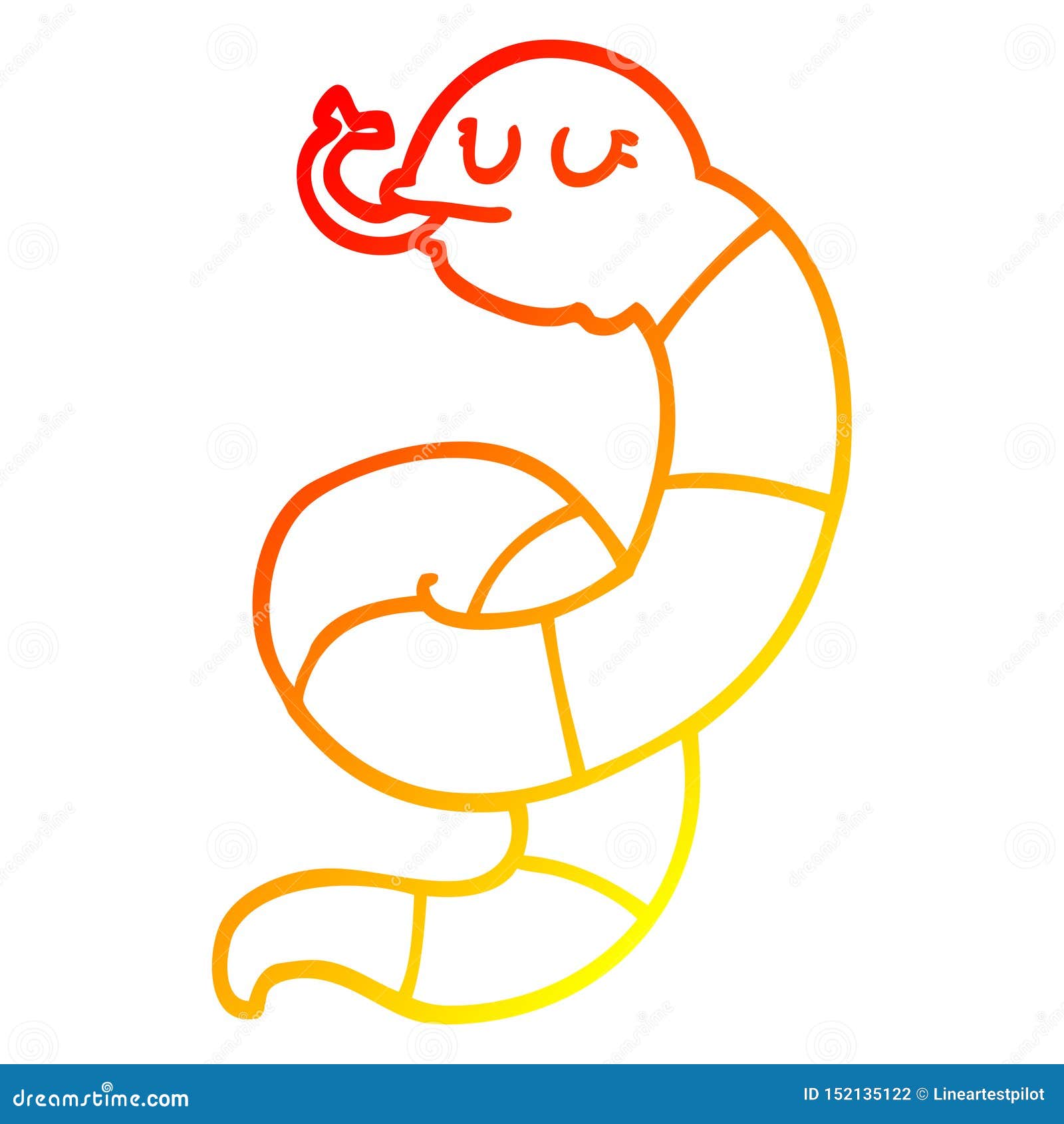 Cartoon Coiled Black Snake With A Forked Tongue/Coiled Serpent, Vector ...