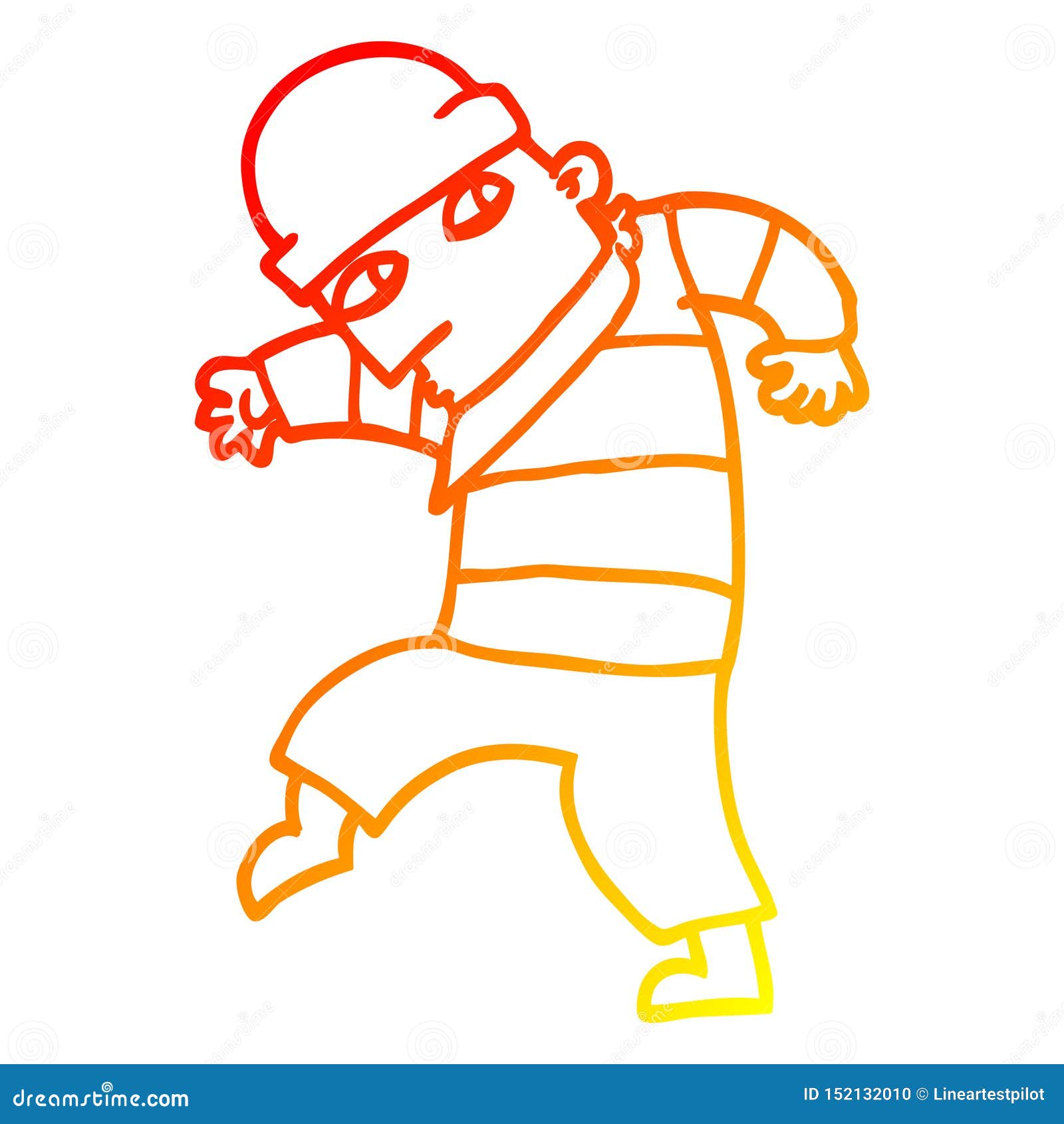 A Creative Warm Gradient Line Drawing Cartoon Sneaking Thief Stock ...