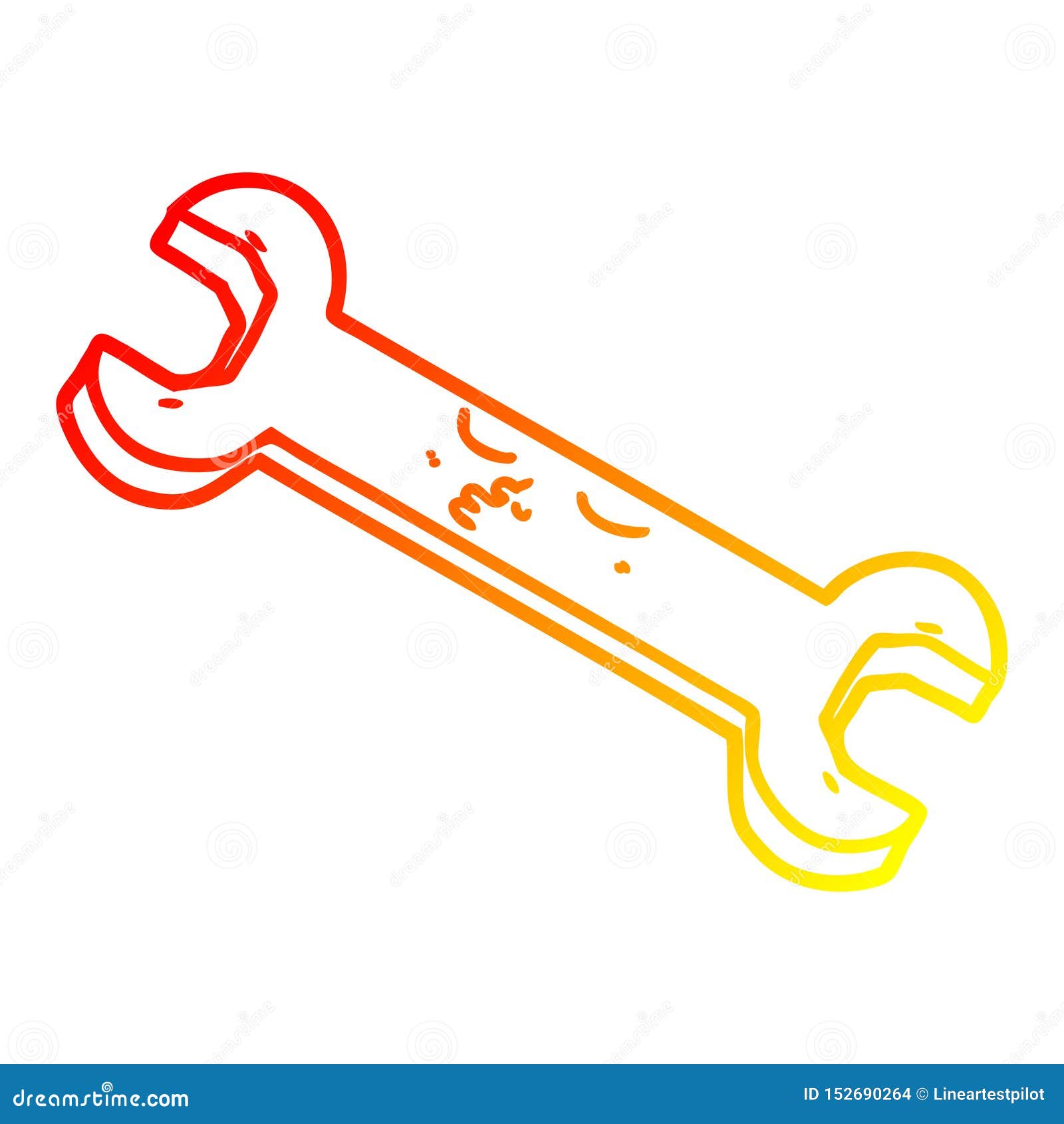 A Creative Warm Gradient Line Drawing Cartoon Spanner Stock Vector ...
