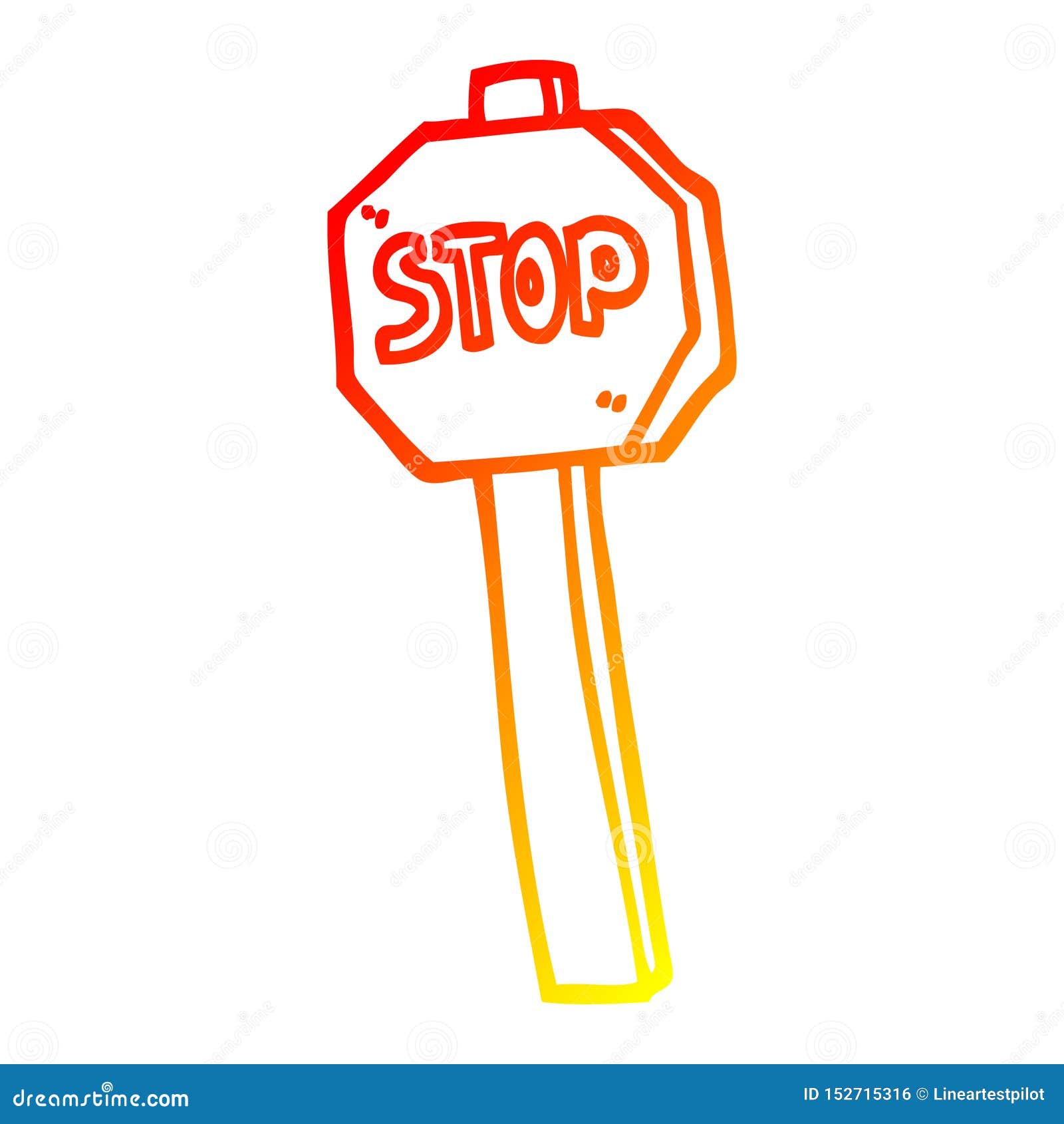 A Creative Warm Gradient Line Drawing Cartoon Stop Sign Stock Vector ...