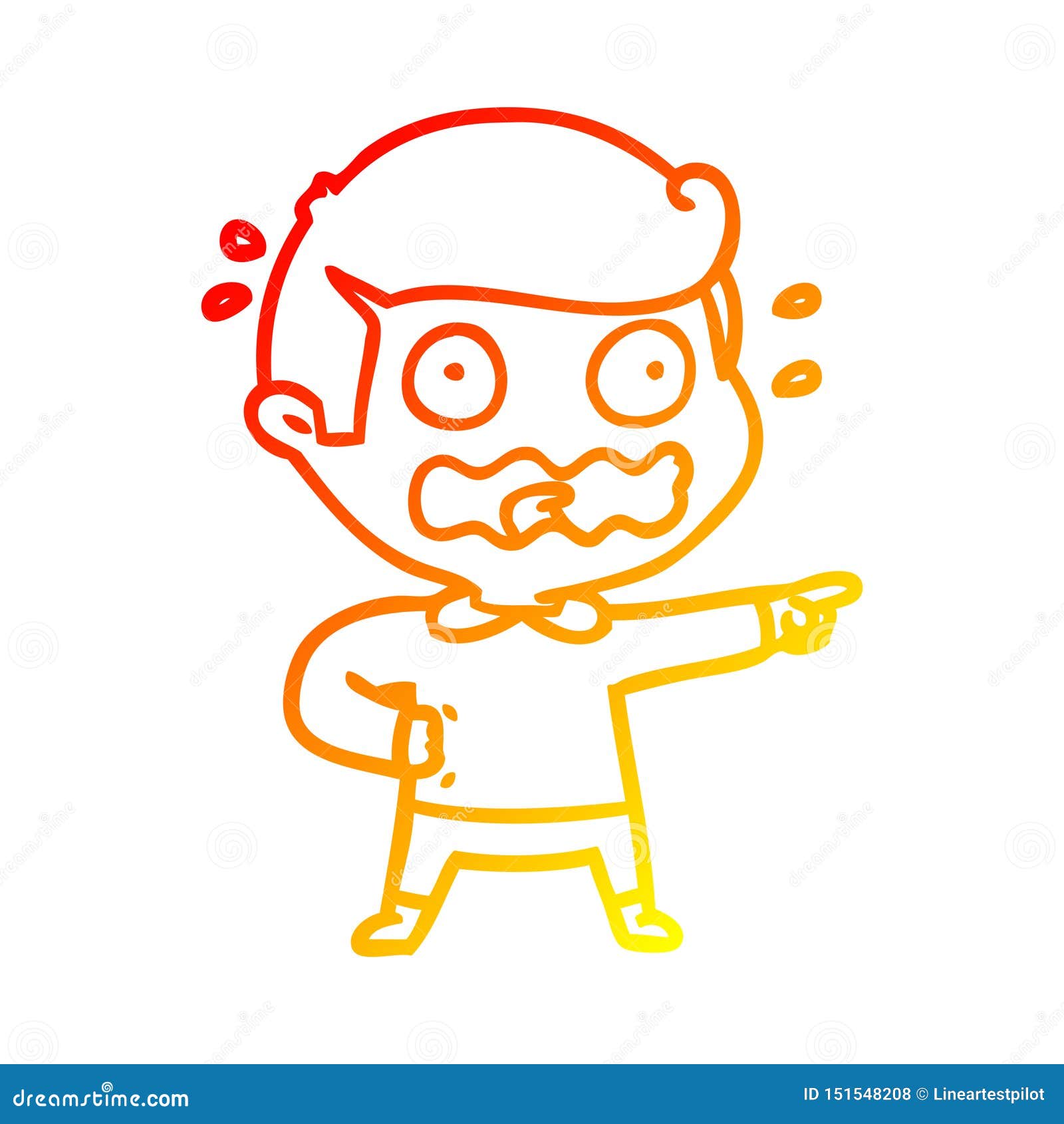 A Creative Warm Gradient Line Drawing Cartoon Stressed Out Pointing ...