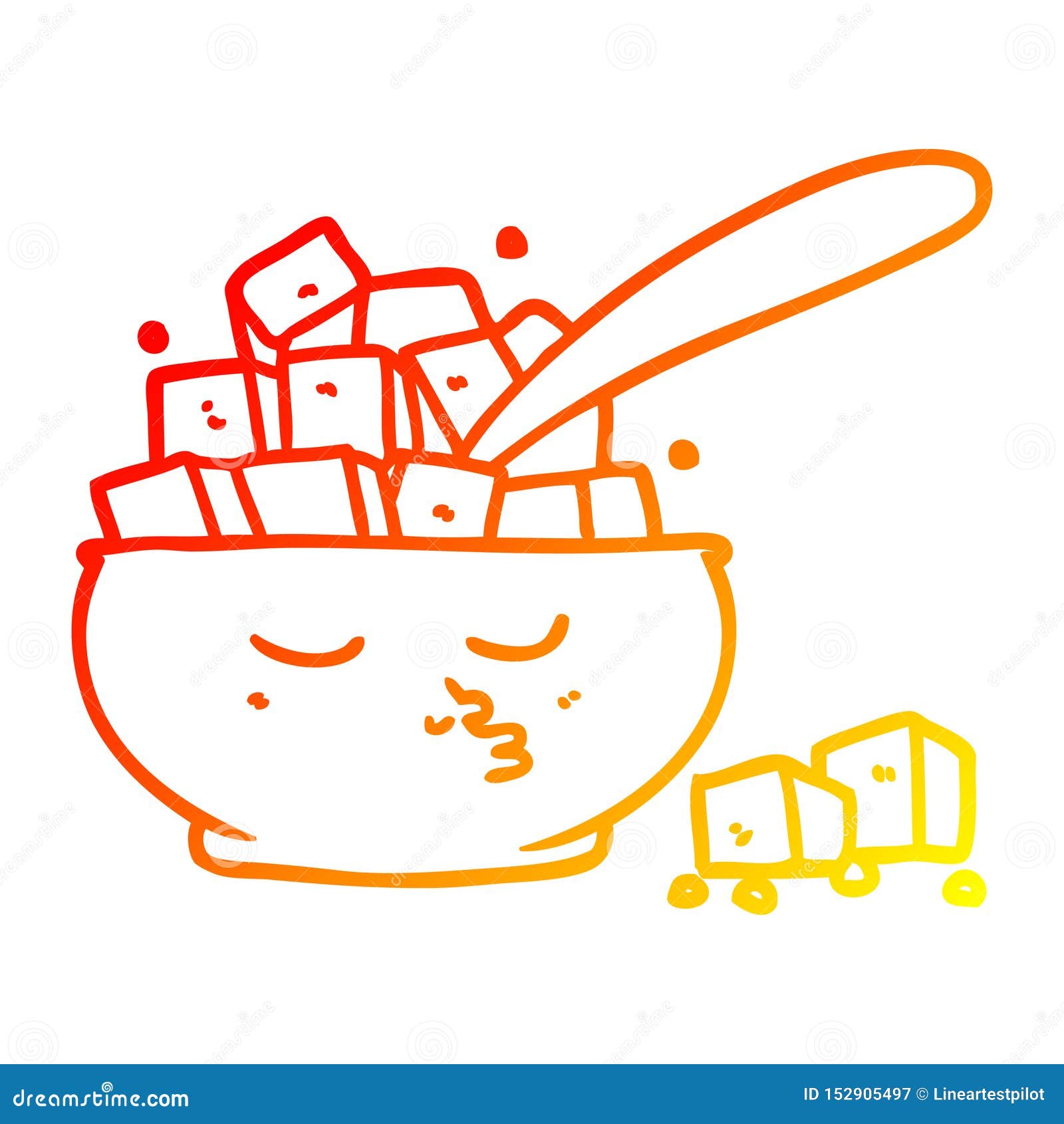 A Creative Warm Gradient Line Drawing Cartoon Sugar Bowl Stock Vector ...