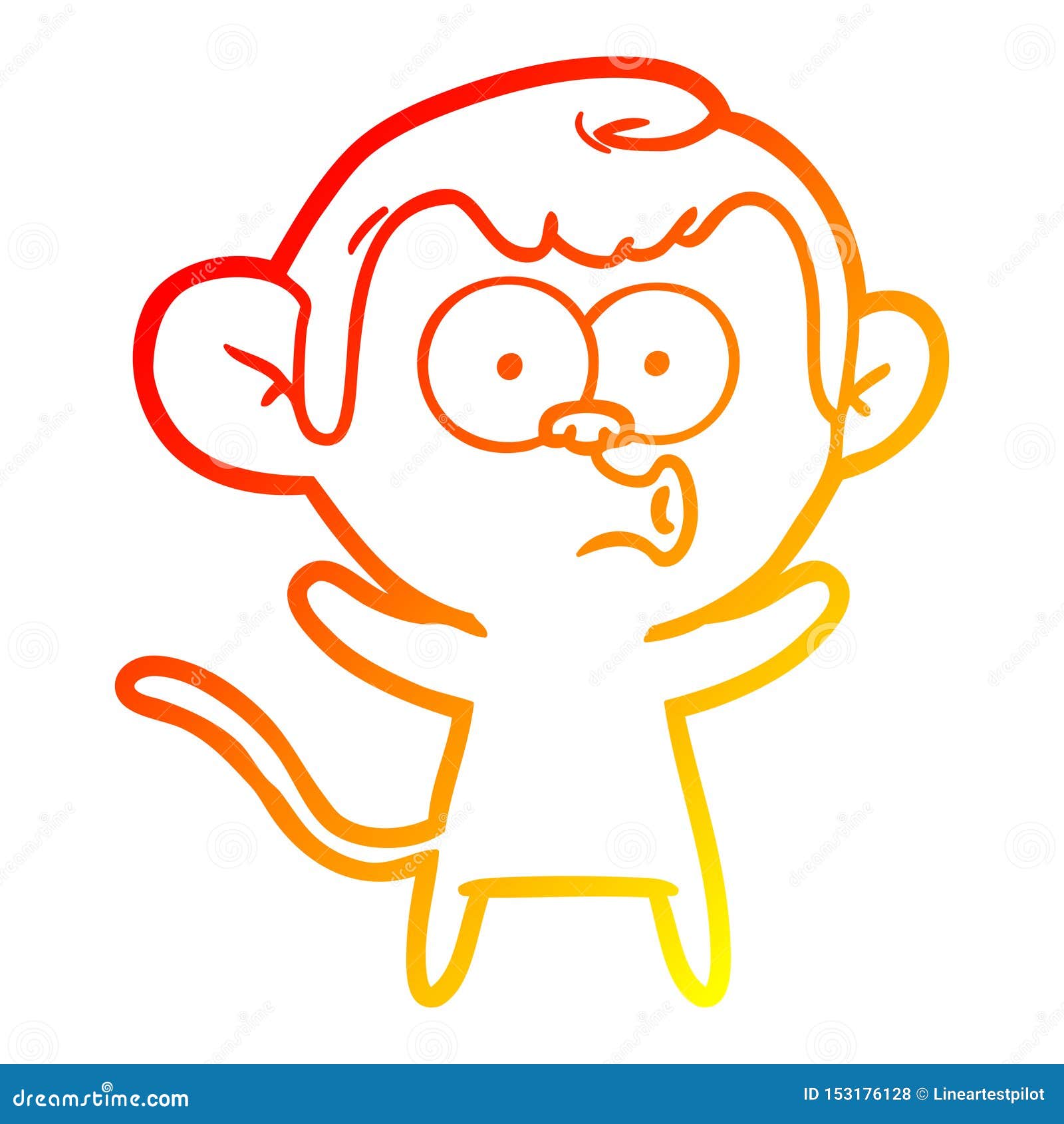 A Creative Warm Gradient Line Drawing Cartoon Surprised Monkey Stock ...