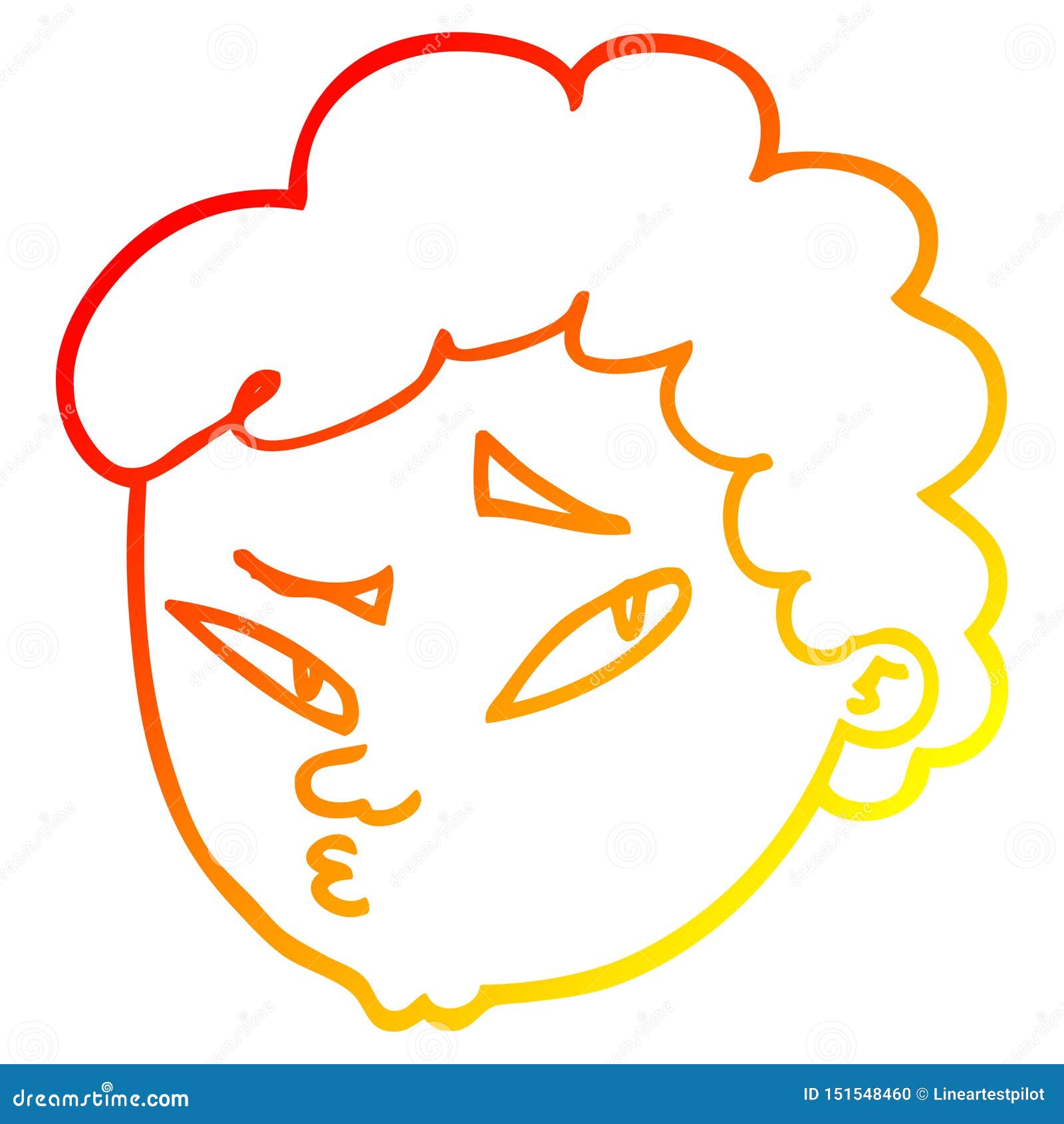 A Creative Warm Gradient Line Drawing Cartoon Suspicious Man Stock ...