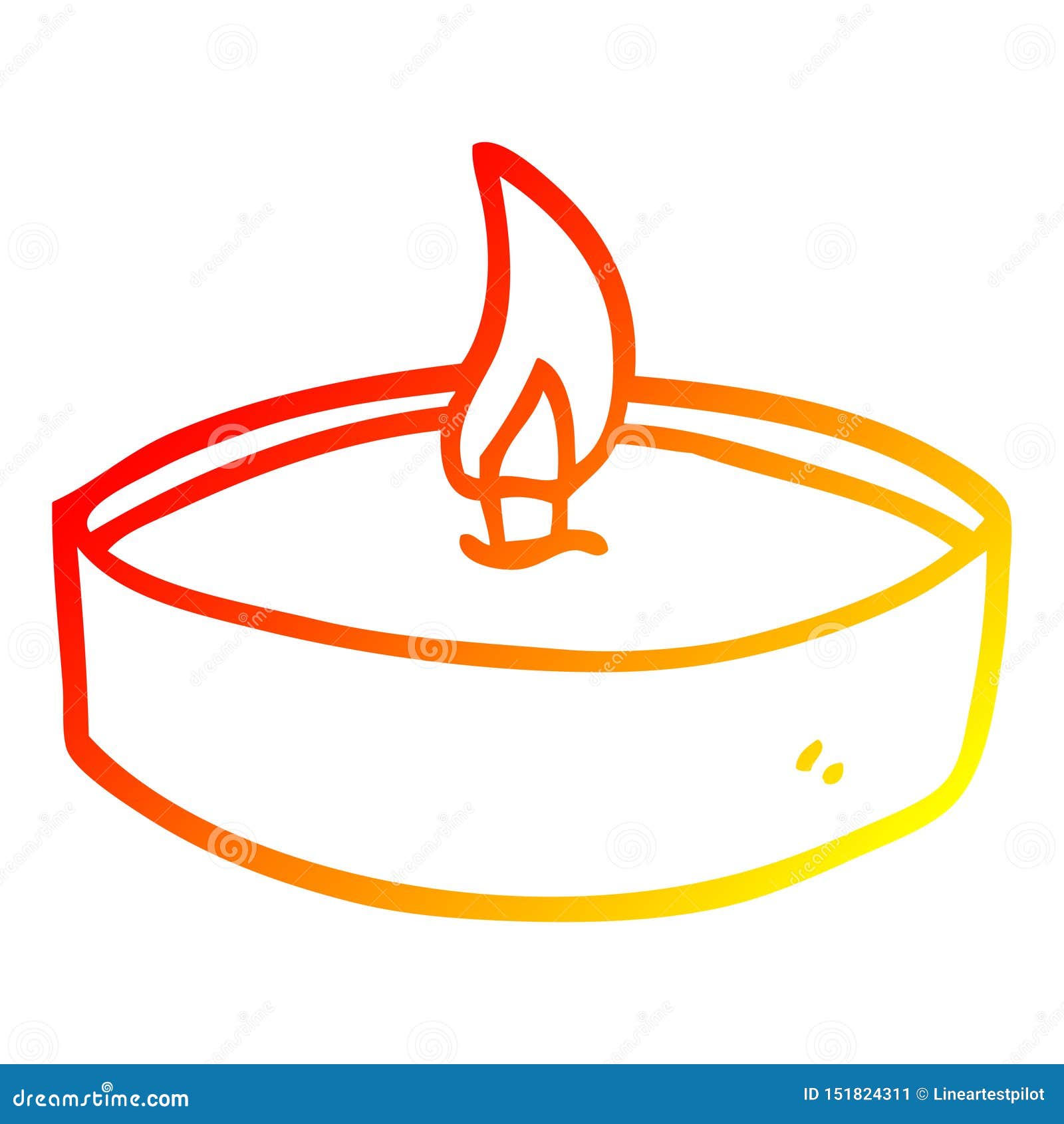Tea Light Candle Cartoon Warm Line Gradient Spectrum Doodle Drawing ...