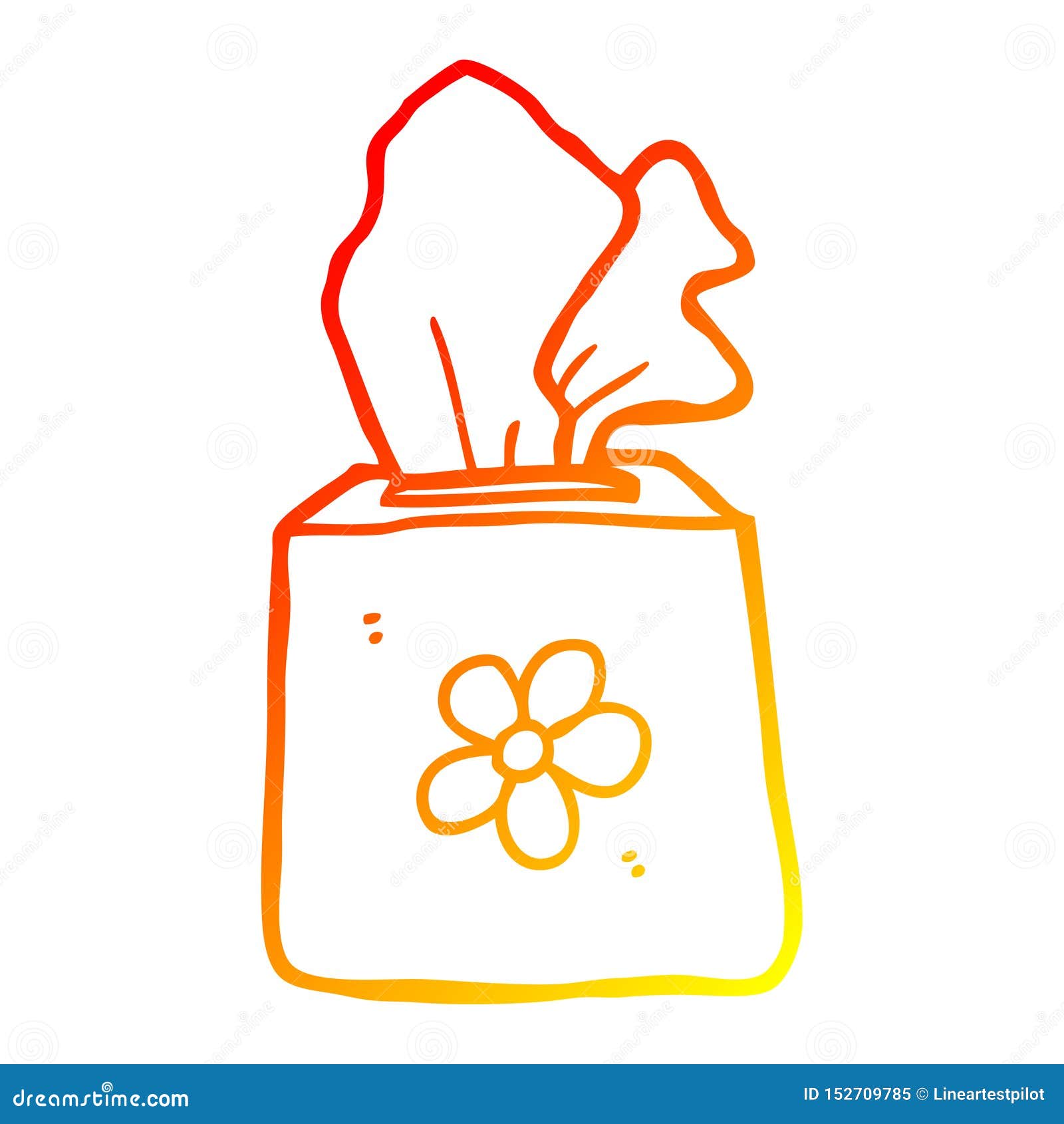A Creative Warm Gradient Line Drawing Cartoon Tissue Box Stock Vector ...