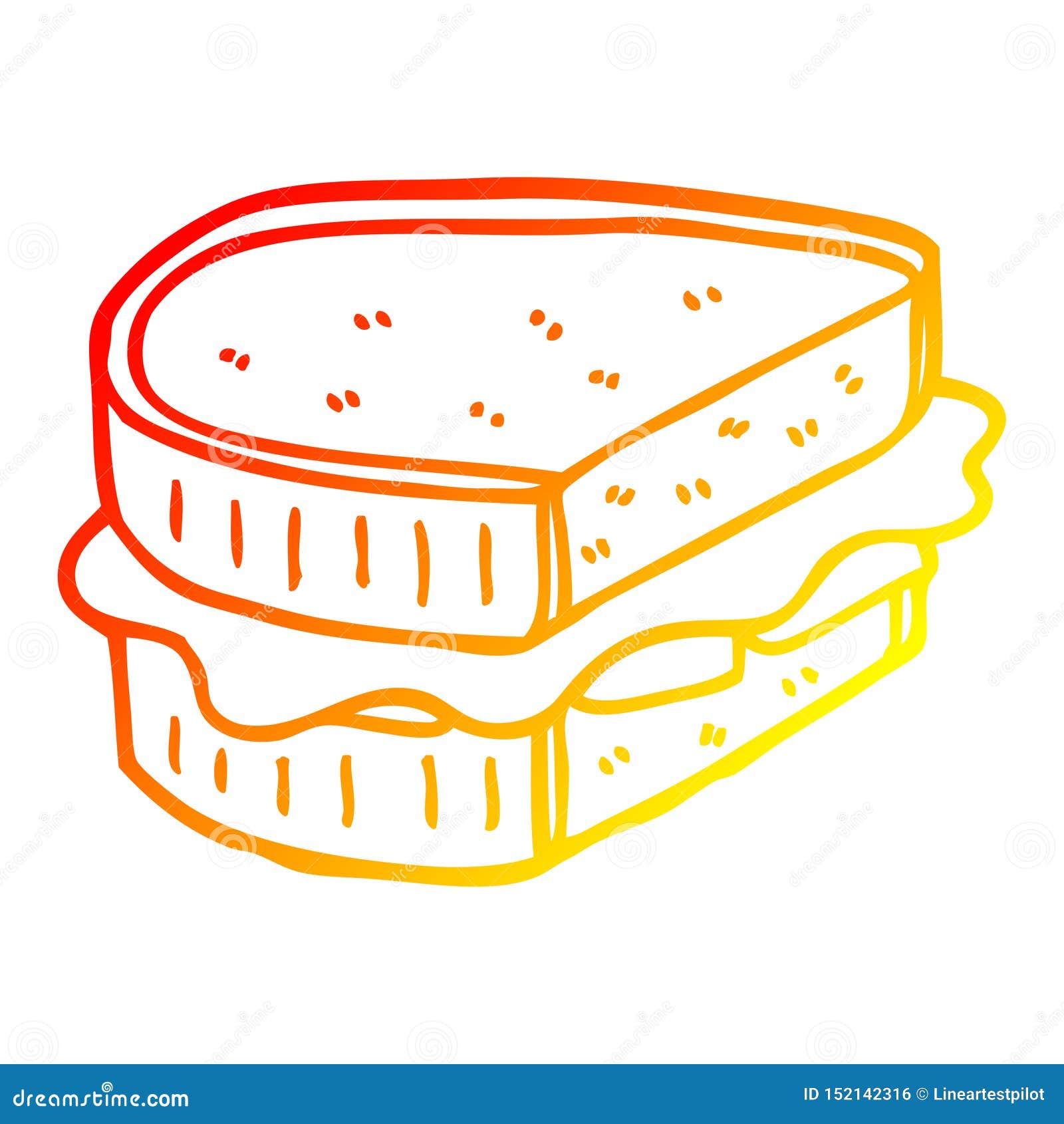 A Creative Warm Gradient Line Drawing Cartoon Toasted Sandwich Stock ...