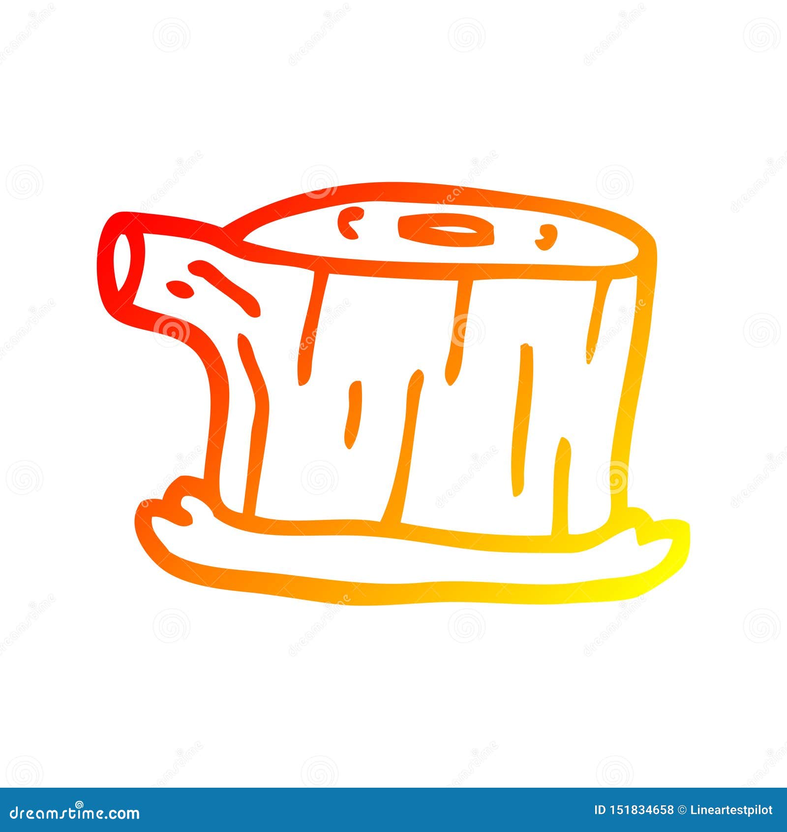 A Creative Warm Gradient Line Drawing Cartoon Tree Log Stock Vector ...