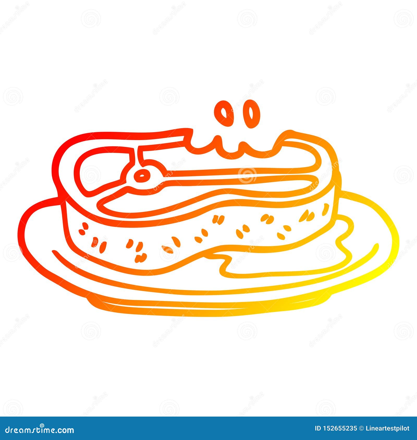 A Creative Warm Gradient Line Drawing Cartoon Well Cooked Meat Stock ...
