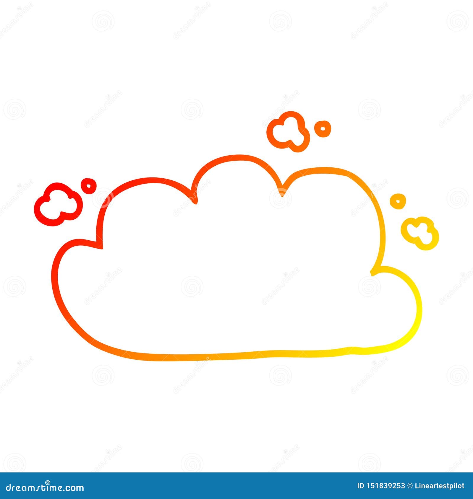 A Creative Warm Gradient Line Drawing Cartoon White Cloud Stock Vector ...