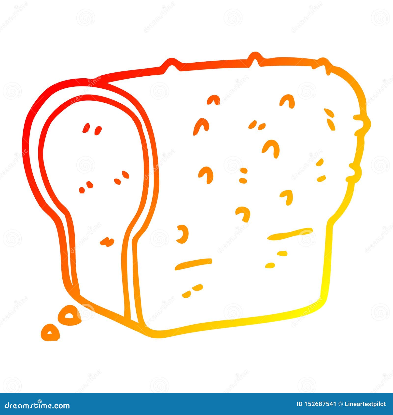A Creative Warm Gradient Line Drawing Cartoon Wholemeal Bread Stock ...