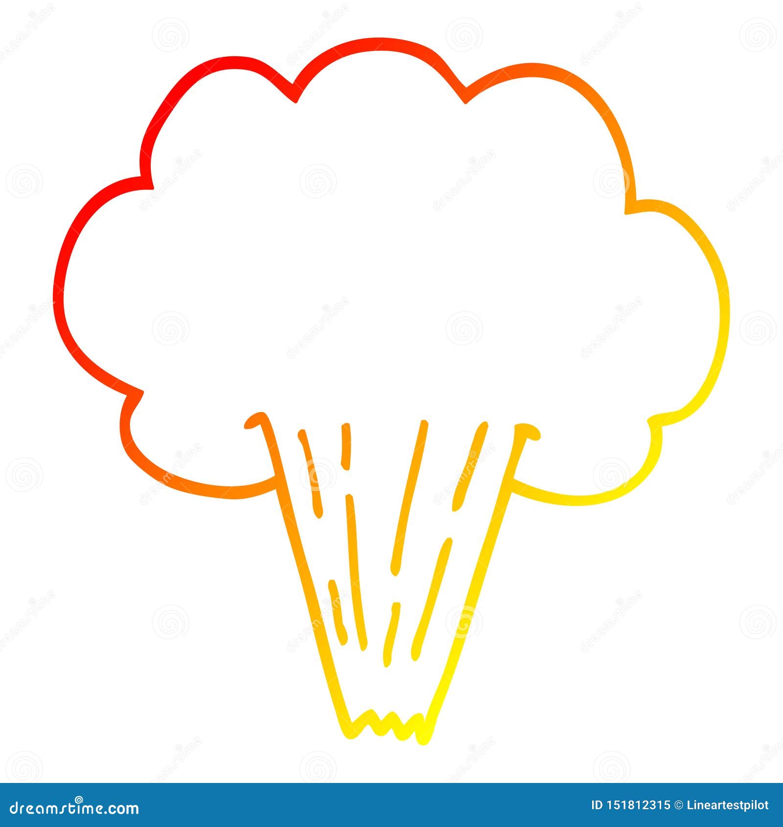 A Creative Warm Gradient Line Drawing Cartoon Whooshing Cloud Stock ...