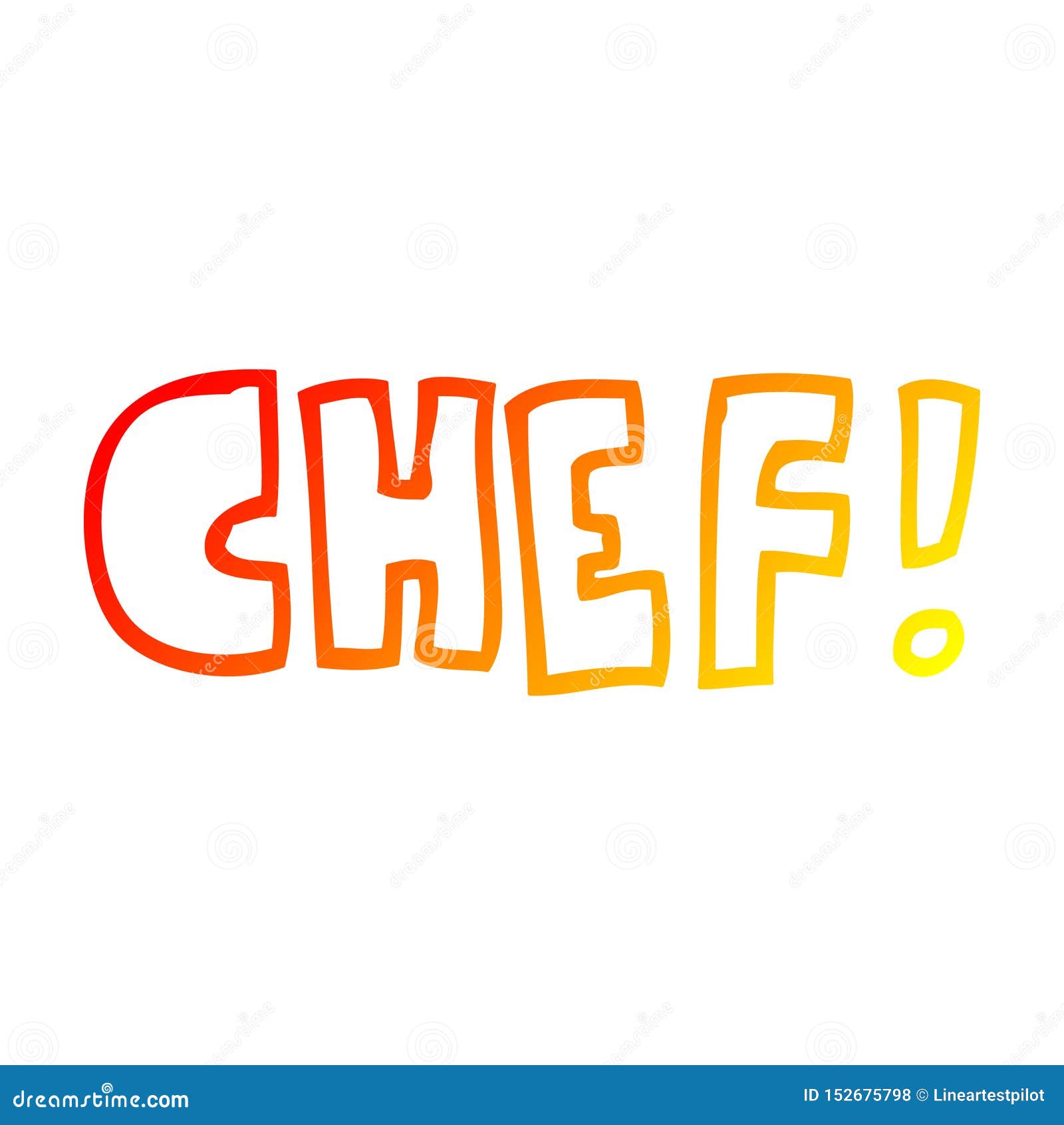 A Creative Warm Gradient Line Drawing Cartoon Word Chef Stock Vector ...