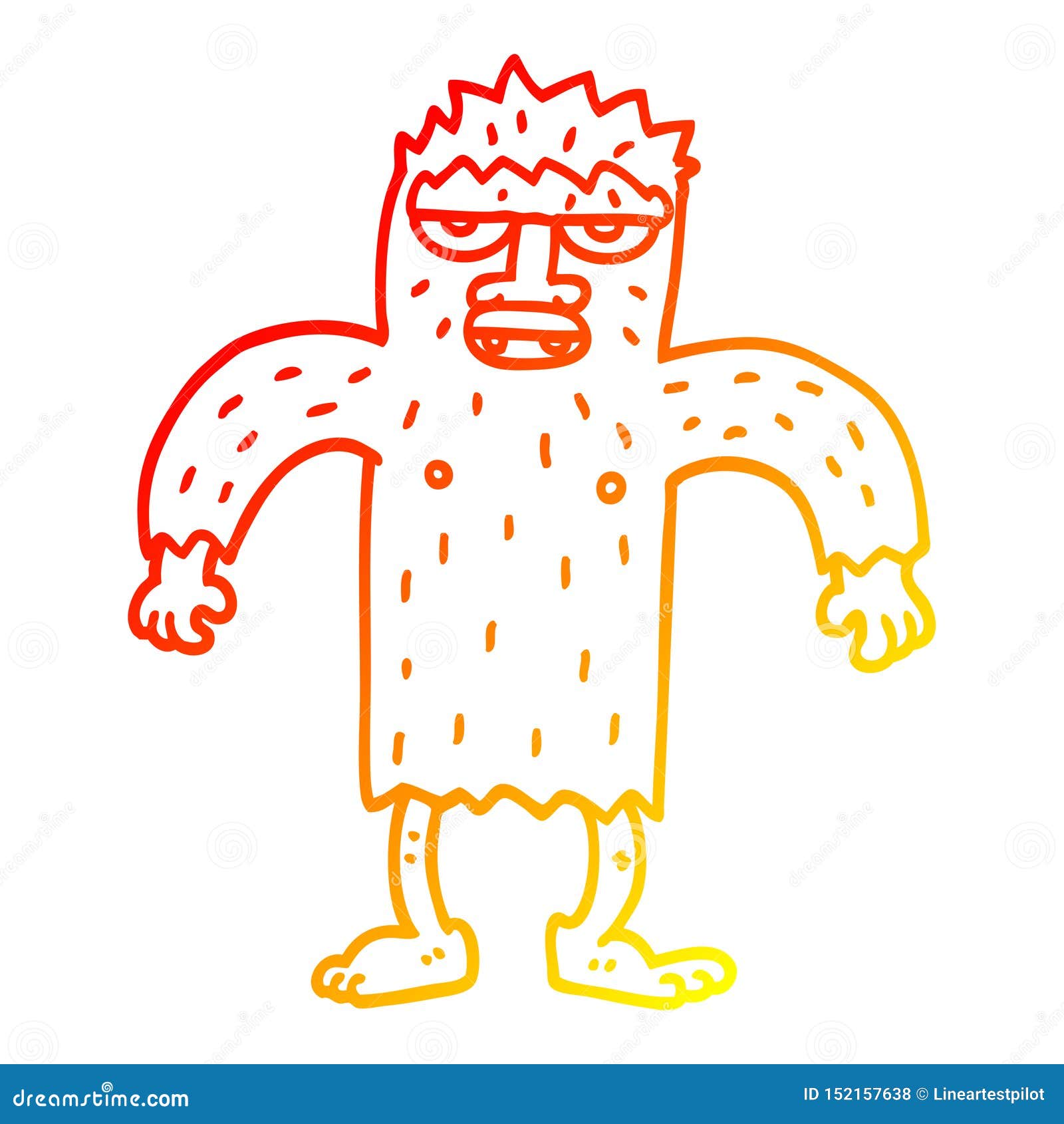 A Creative Warm Gradient Line Drawing Cartoon Yeti Monster Stock Vector ...