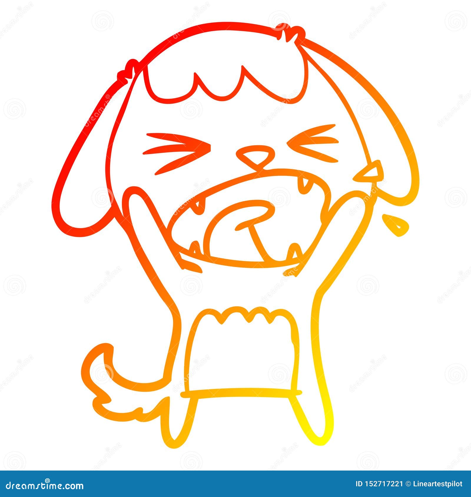 A Creative Warm Gradient Line Drawing Cute Cartoon Dog Barking Stock ...