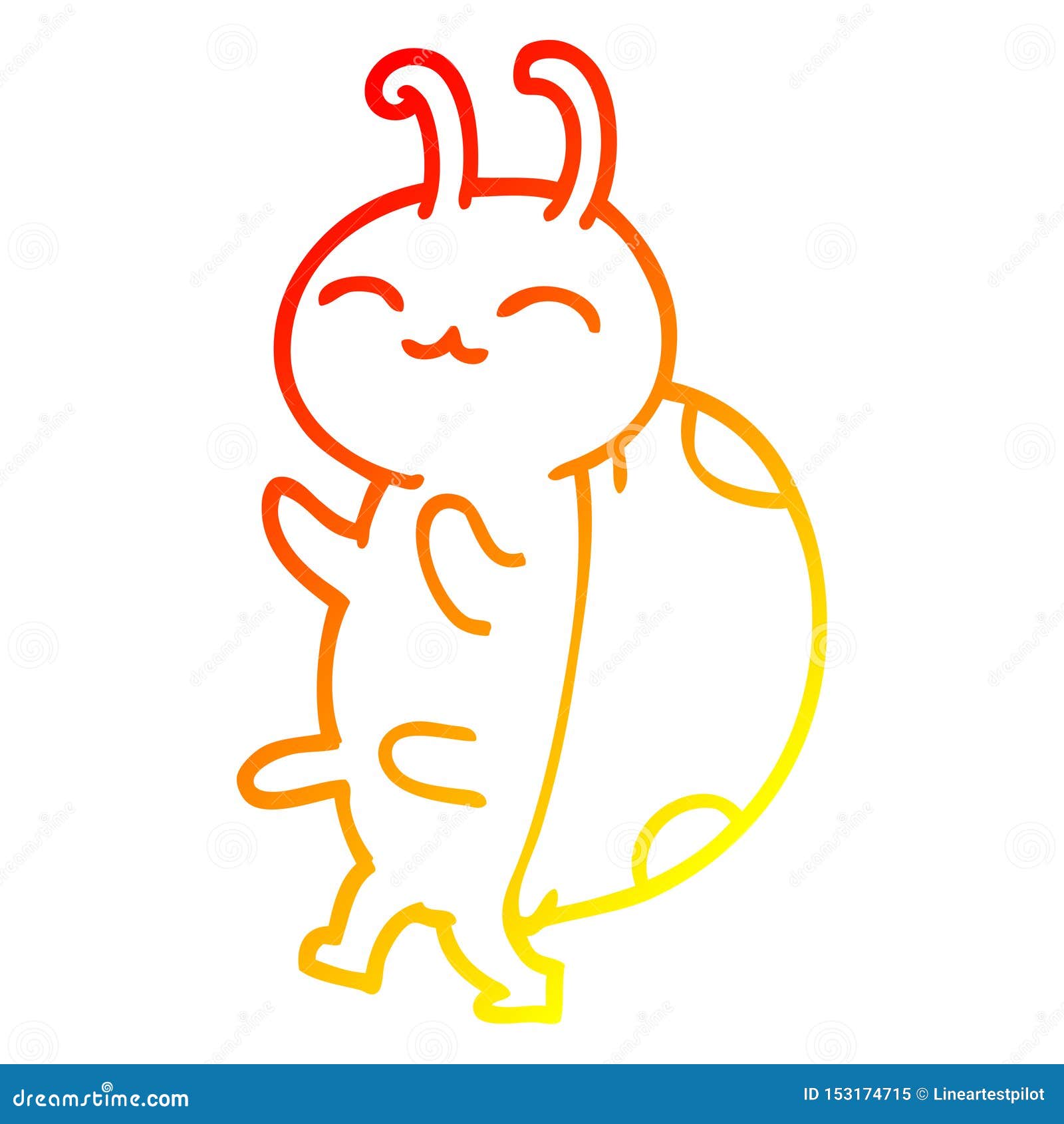 A Creative Warm Gradient Line Drawing Cute Cartoon Ladybug Stock Vector ...