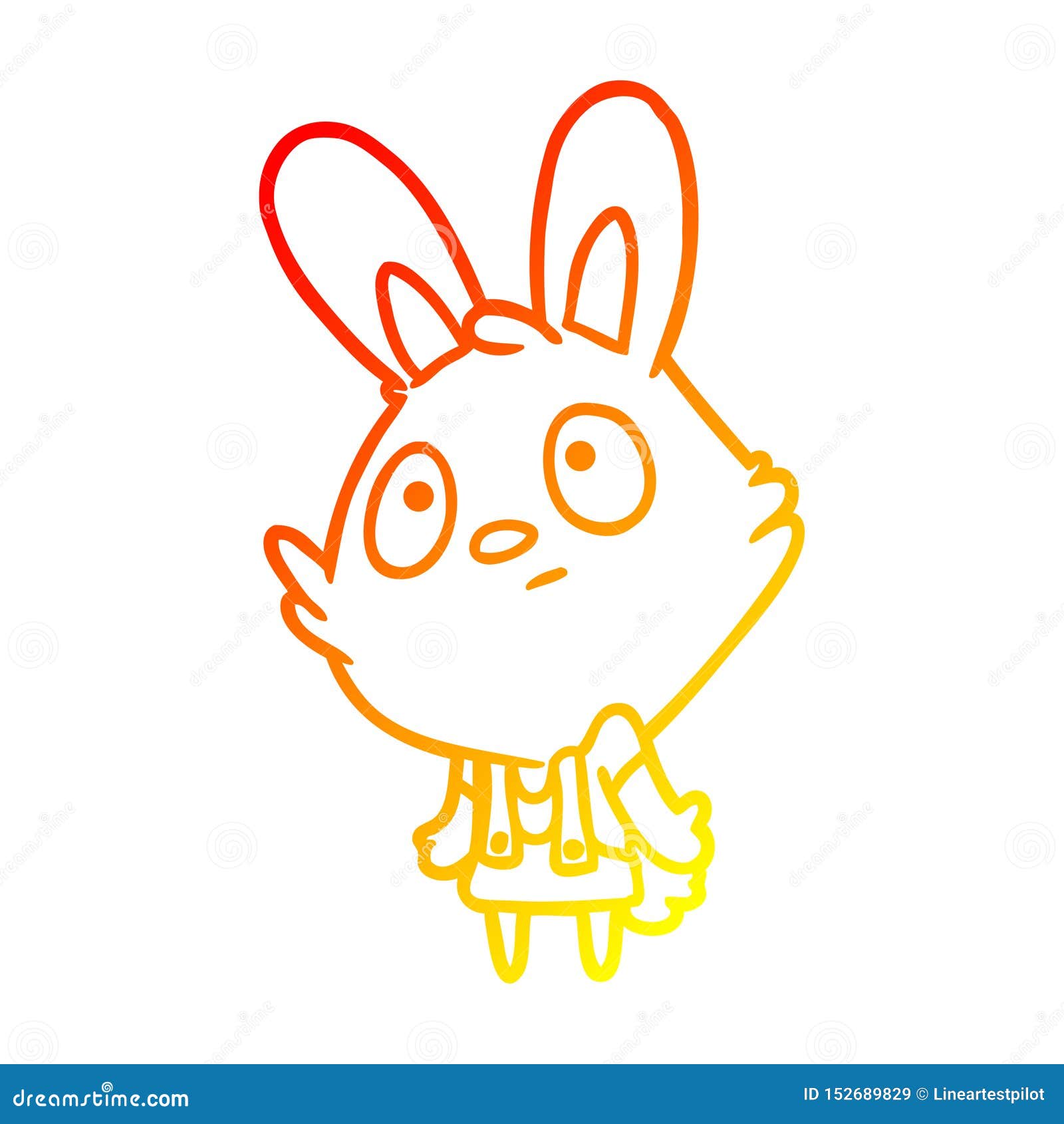 A Creative Warm Gradient Line Drawing Cute Rabbit Shrugging Shoulders ...