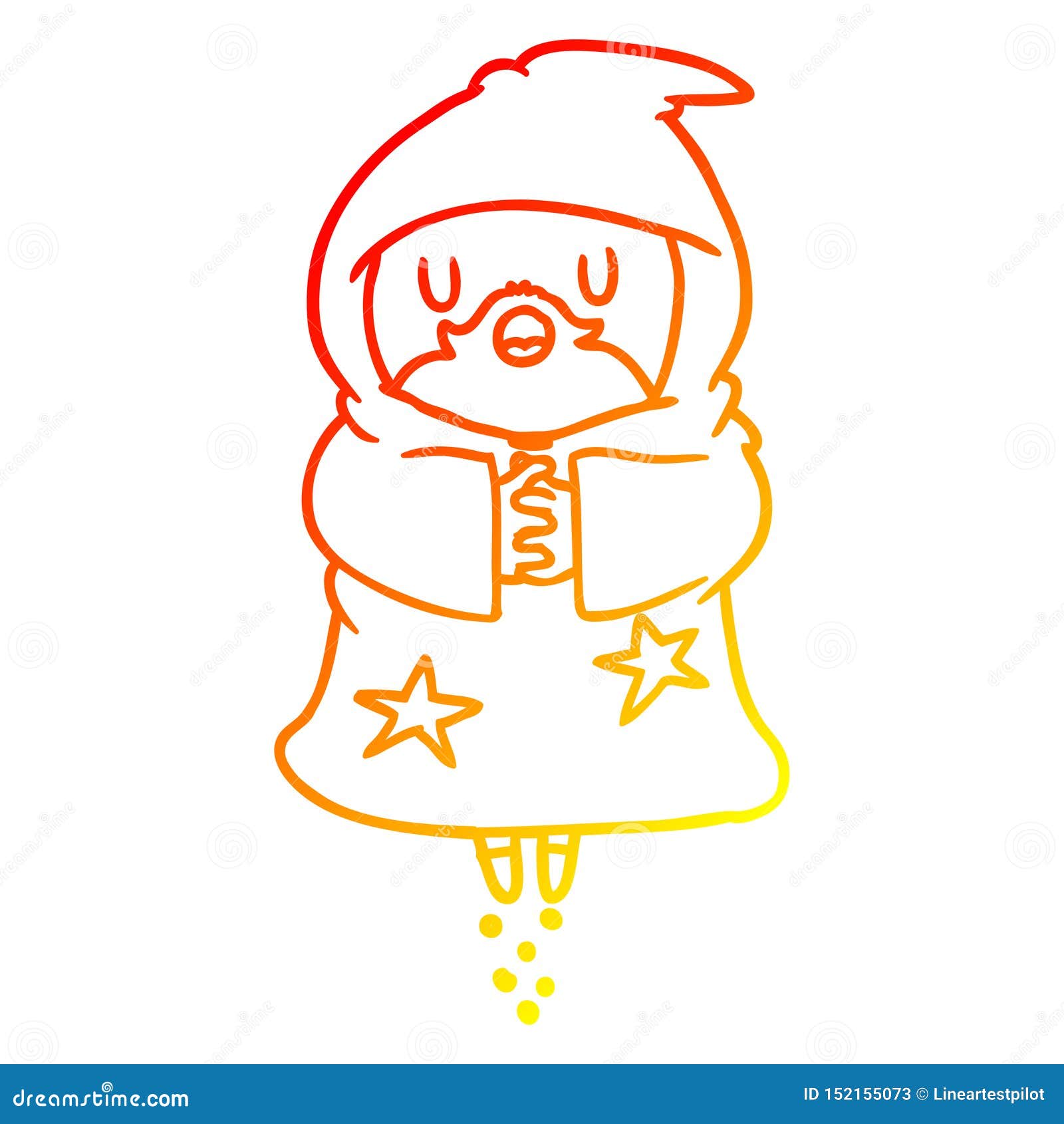 A Creative Warm Gradient Line Drawing Floating Wizard Stock Vector ...