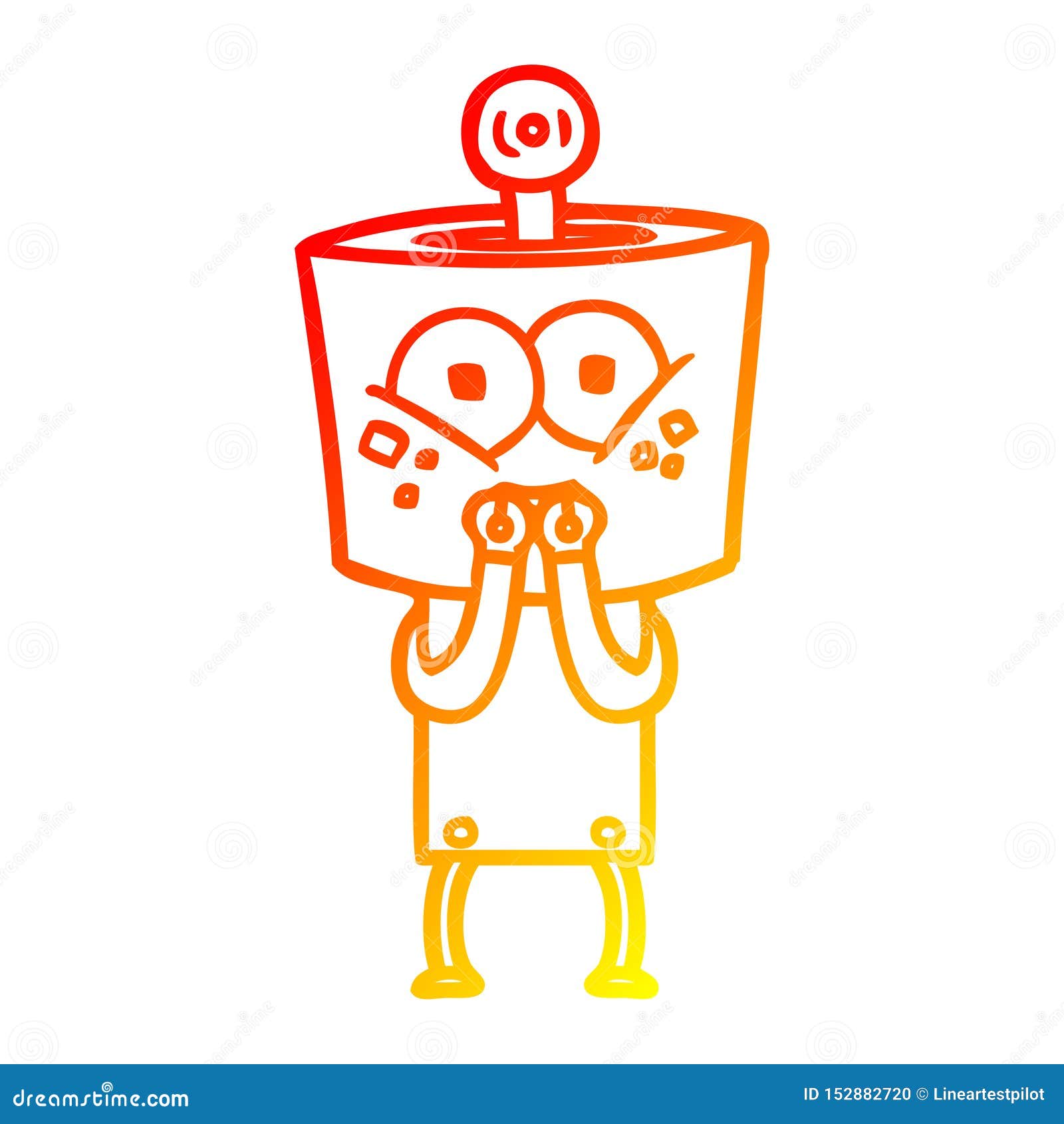 A Creative Warm Gradient Line Drawing Happy Cartoon Robot Laughing ...