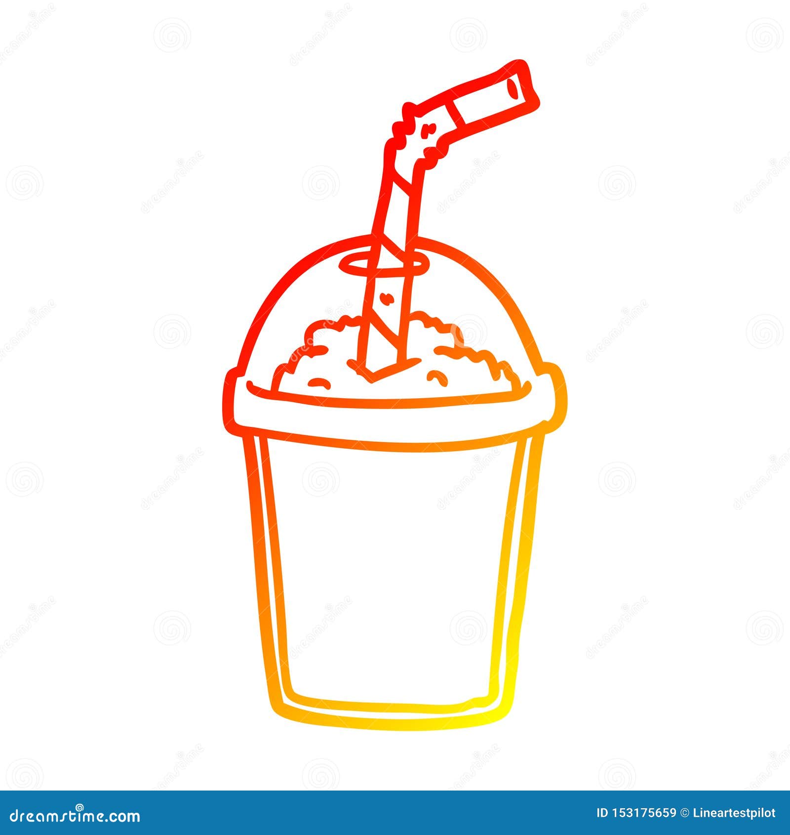 A Creative Warm Gradient Line Drawing Iced Smoothie Stock Vector ...
