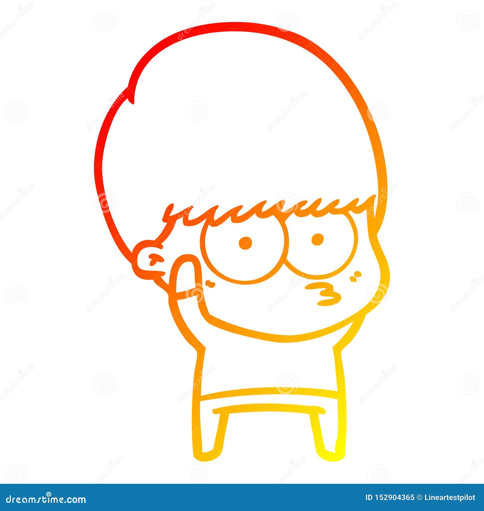 A Creative Warm Gradient Line Drawing Nervous Cartoon Boy Stock Vector ...