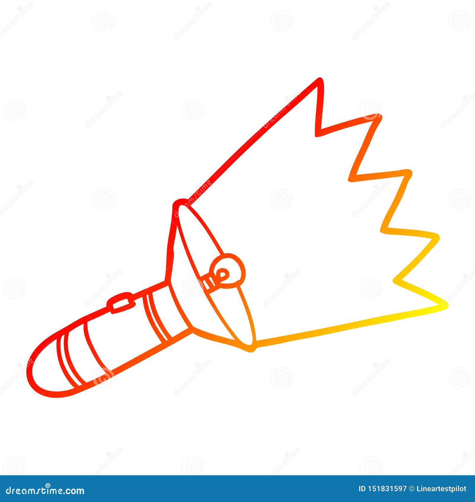 A Creative Warm Gradient Line Drawing Old Cartoon Torch Stock Vector ...