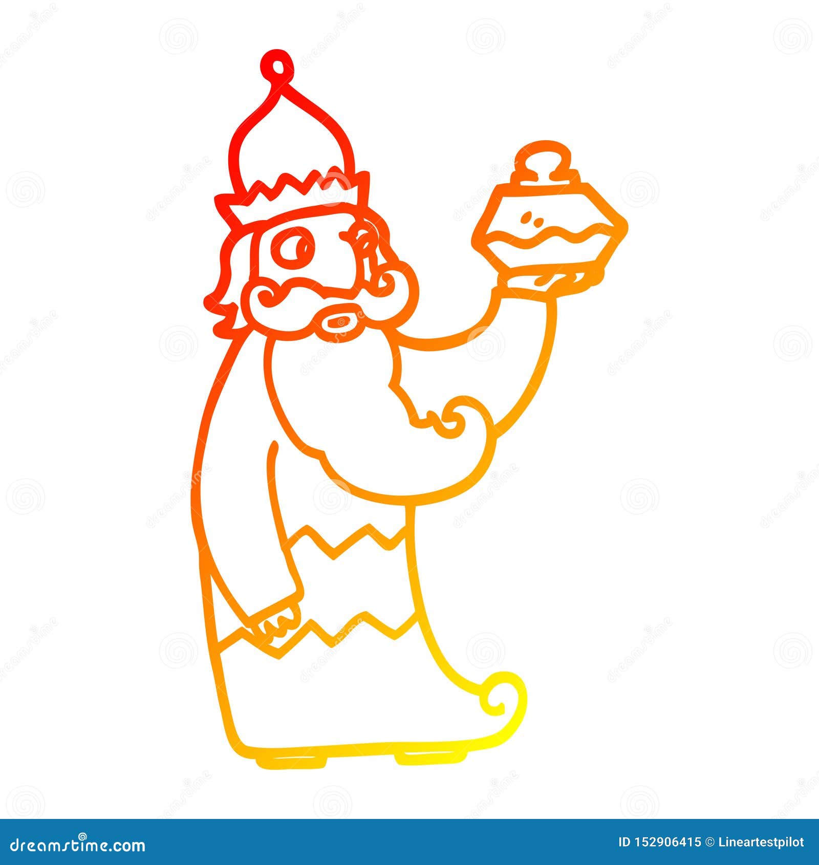 A Creative Warm Gradient Line Drawing One of the Three Wise Men Cartoon ...