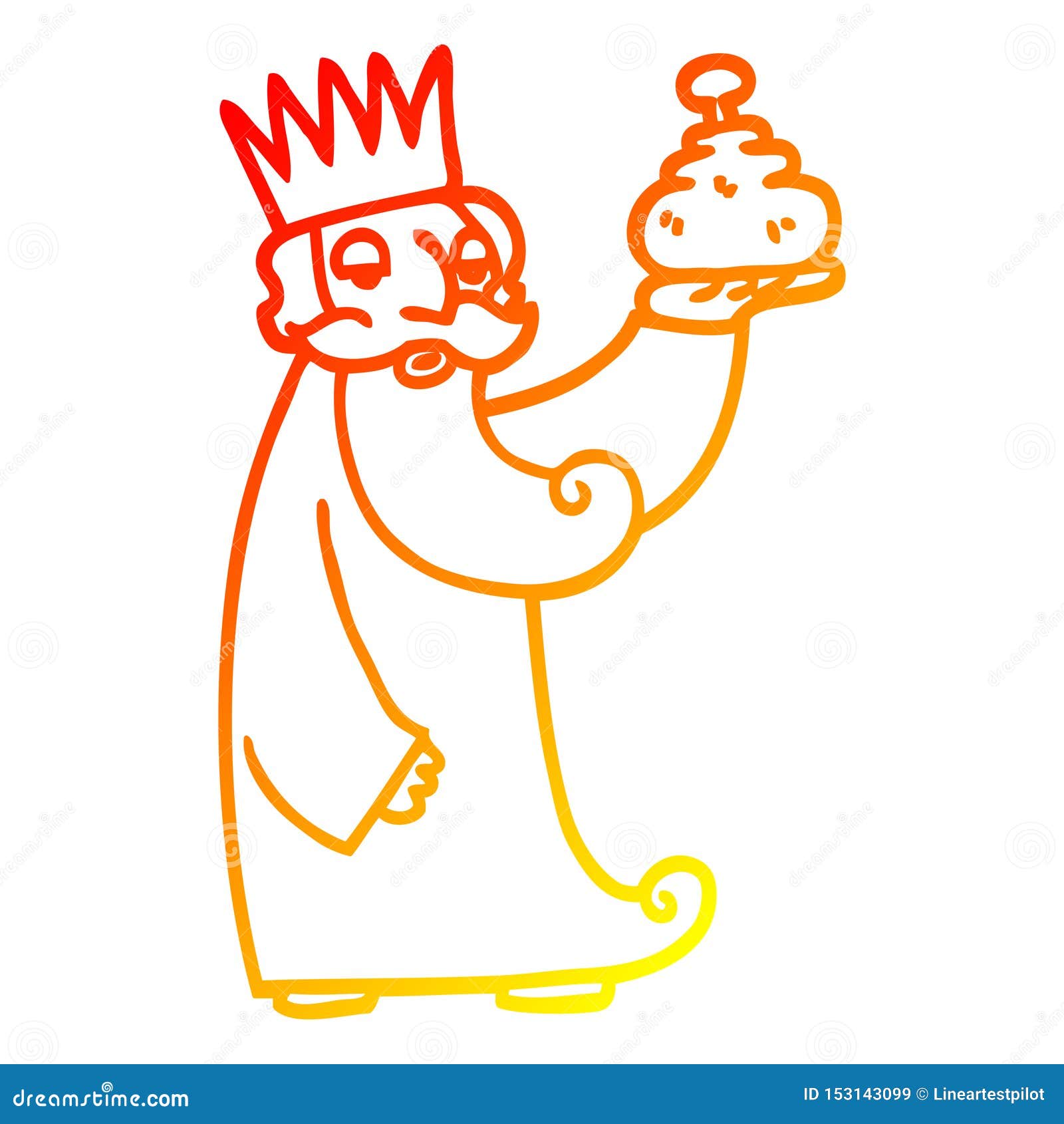 A Creative Warm Gradient Line Drawing One of the Three Wise Men Cartoon ...