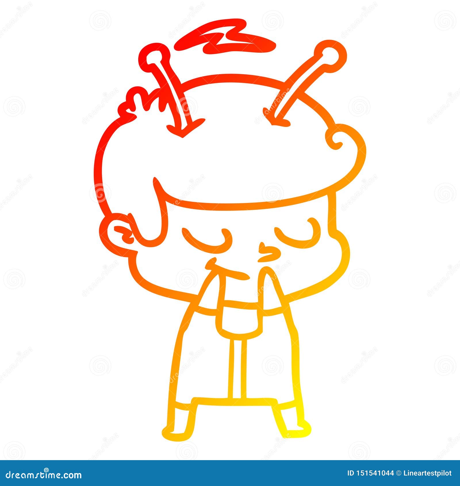 A Creative Warm Gradient Line Drawing Self Conscious Cartoon Spaceman ...