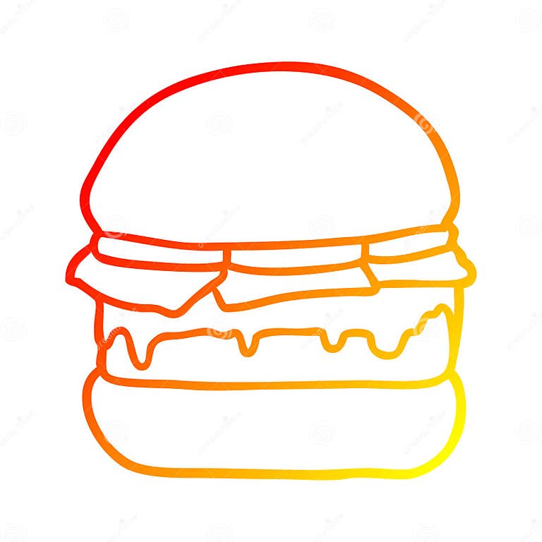 A Creative Warm Gradient Line Drawing Stacked Burger Stock Vector ...