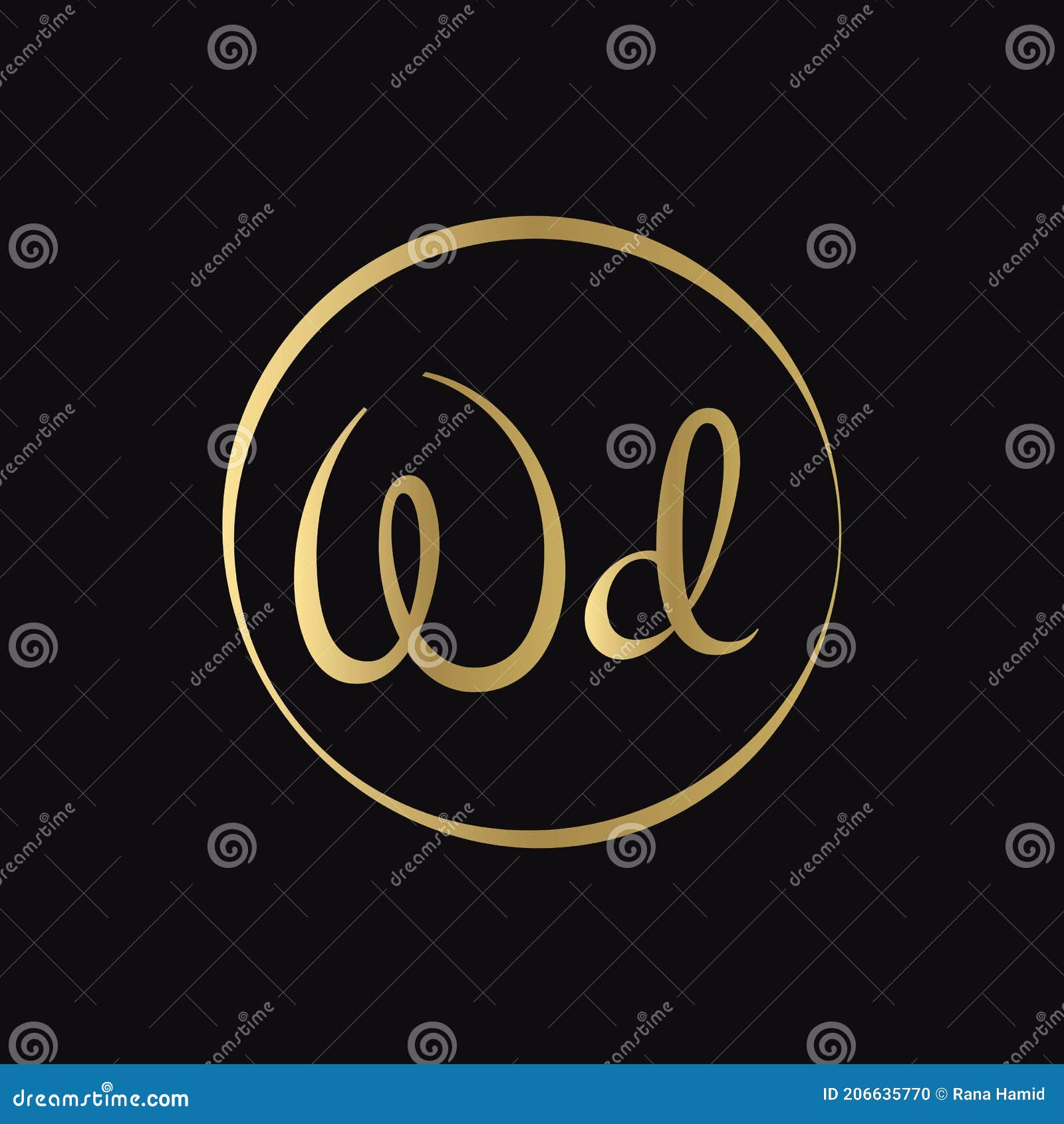 Creative WD Letter Logo Design Vector Template. Abstract Script Letter ...