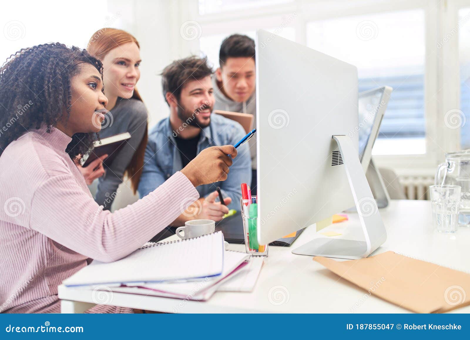 Creative Web Designer Team on the Computer Stock Image - Image of ...