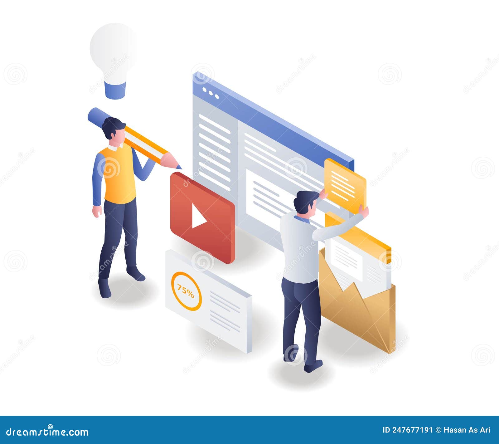 Creative Web Developer Designing Web Blog Stock Illustration ...